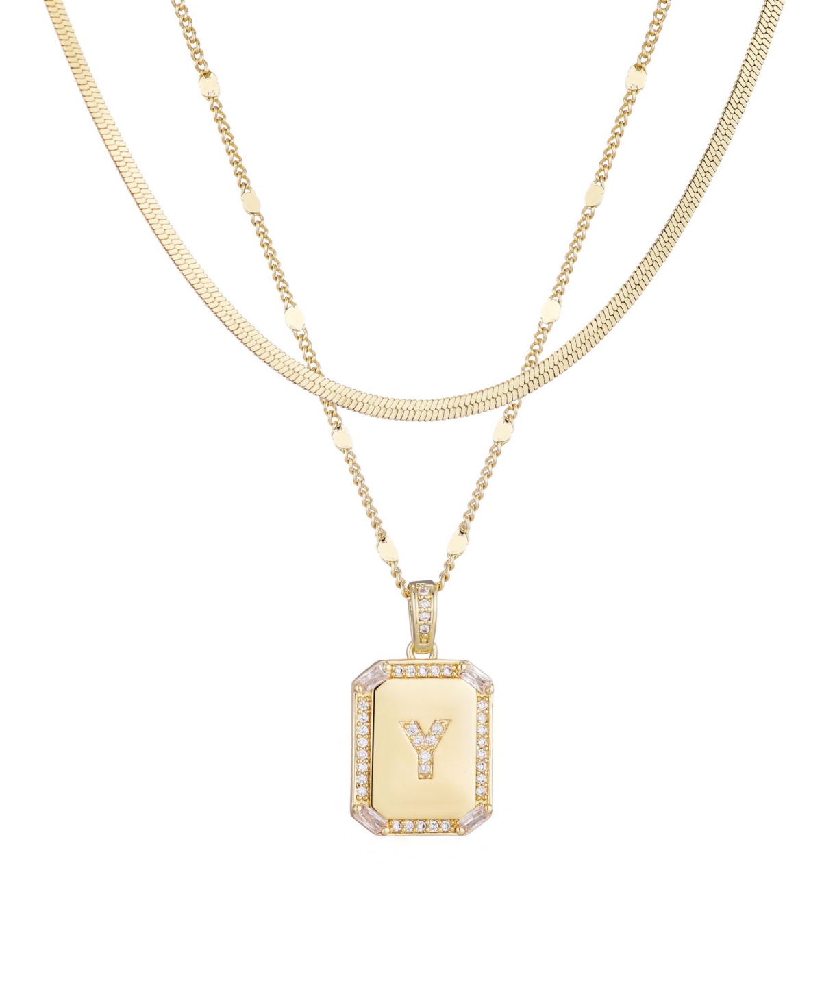 Click here for Adornia Gold Pave Tag Pendant and Herringbone Chai... prices