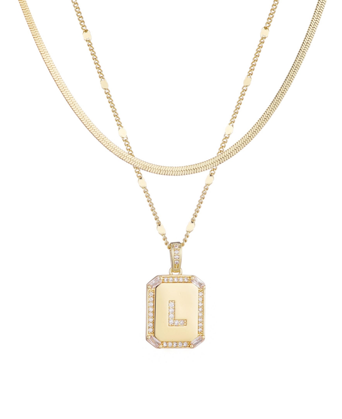 Click here for Adornia Gold Pave Tag Pendant and Herringbone Chai... prices