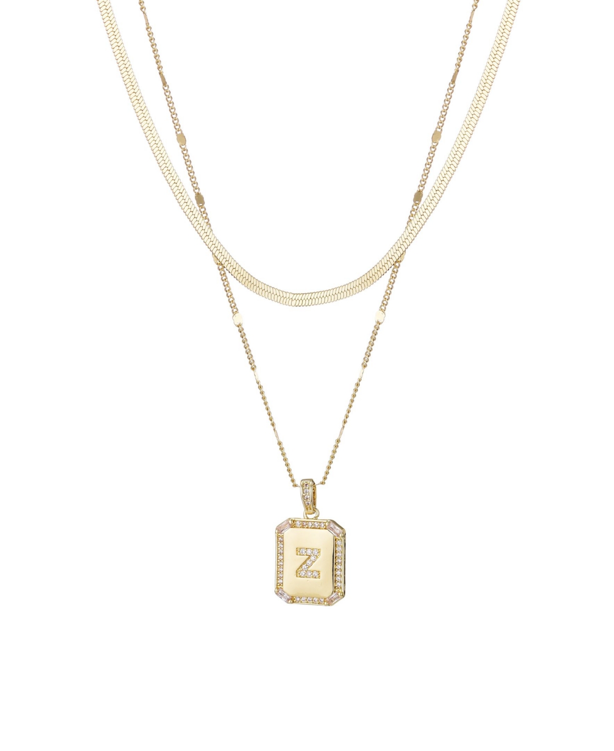 Click here for Adornia Gold Pave Tag Pendant and Herringbone Chai... prices