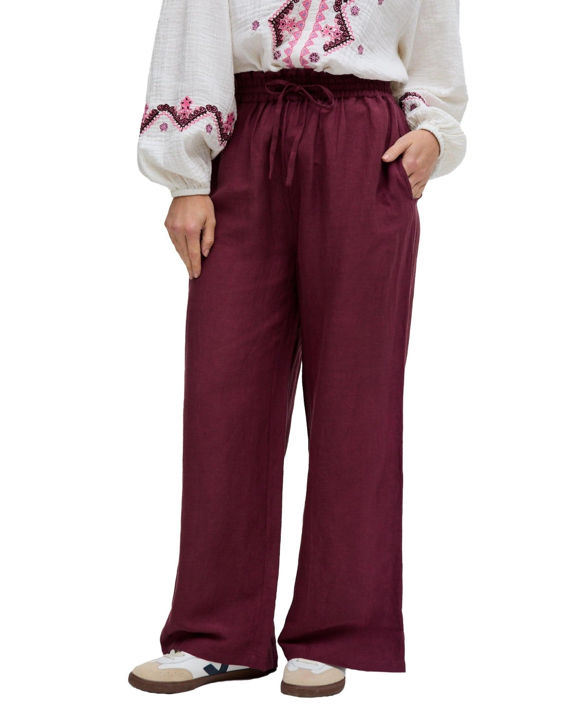 Click here for Raffya Womens Paulina Wide Leg Trouser - Burgundy prices