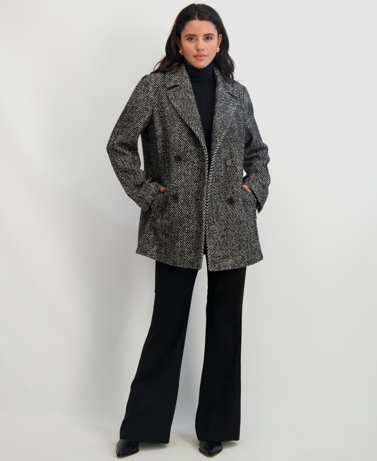 Click here for Tahari Womens Notched-Collar Button-Front Coat - B... prices