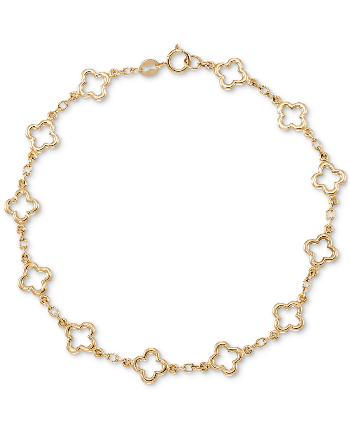 Click here for Polished Openwork Clover Link Chain Bracelet in 10... prices