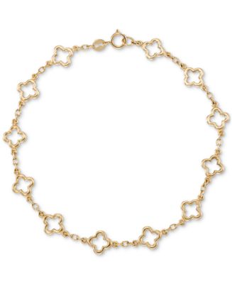 Polished Openwork Clover Link Chain Bracelet in 10k Gold - Macy's
