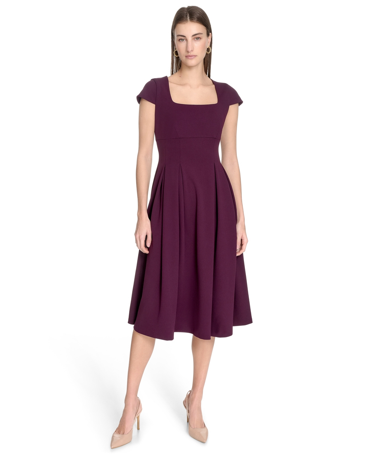 Click here for Calvin Klein Womens Scuba Crepe Square-Neck Fit &... prices