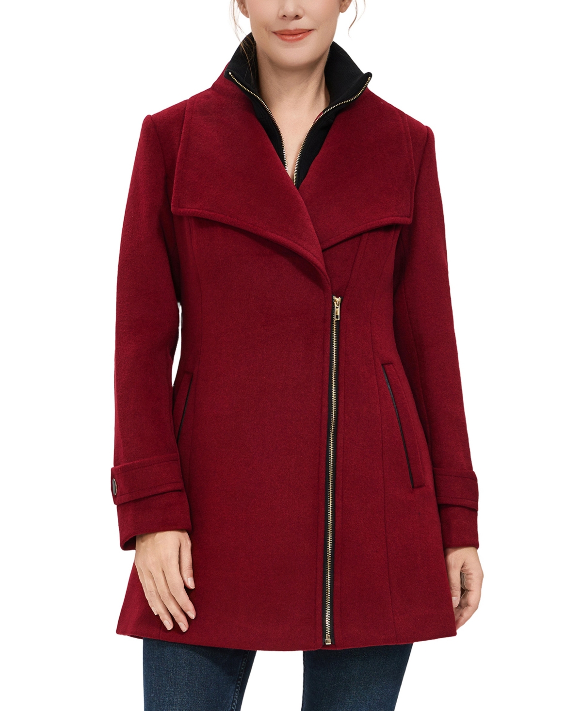 Click here for Kimi + Kai Womens Kinsley Wool Blend Zip Front Wal... prices