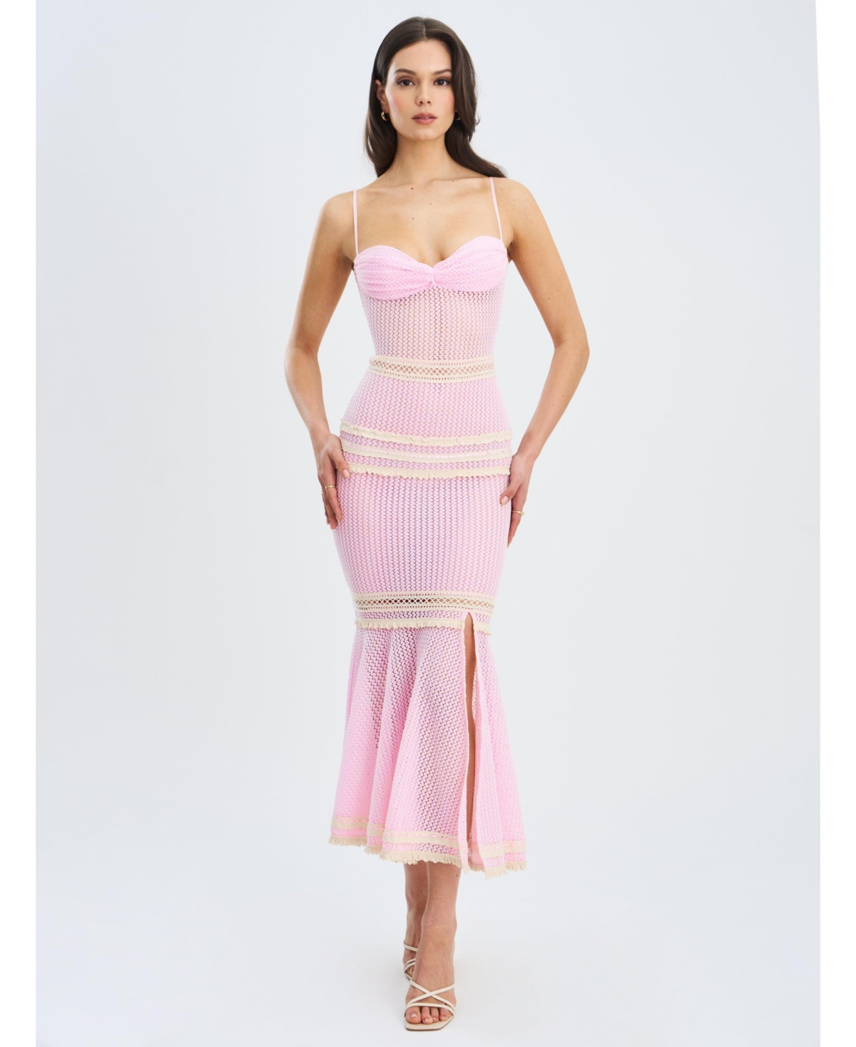 Click here for Miss Circle Womens Pallas Pink Lace Trim Crochet M... prices