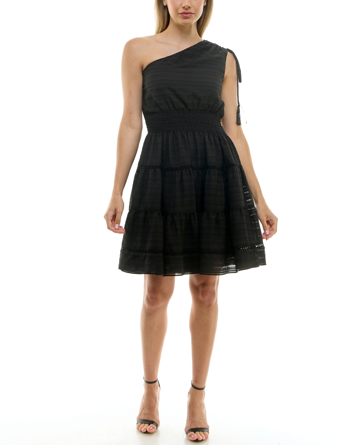 Click here for Taylor Womens One-Shoulder Seersucker Fit & Flare... prices