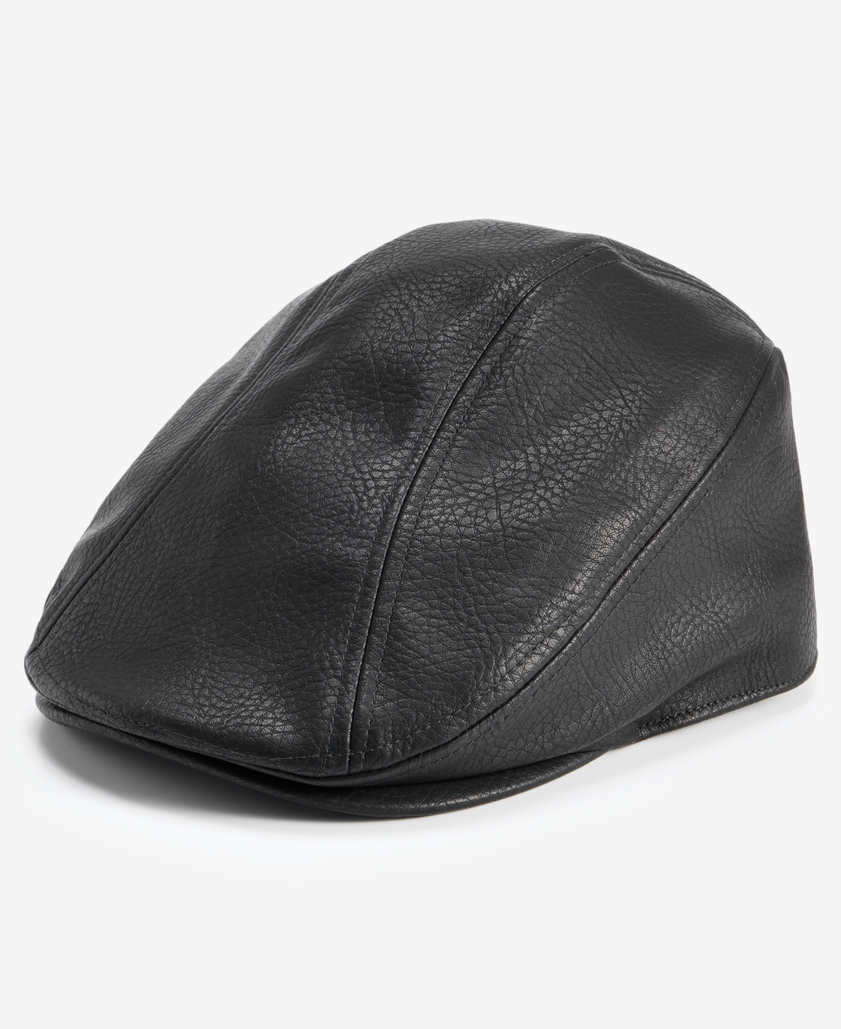Click here for Scala Mens Ivy Faux-Leather Flat Cap - Black prices