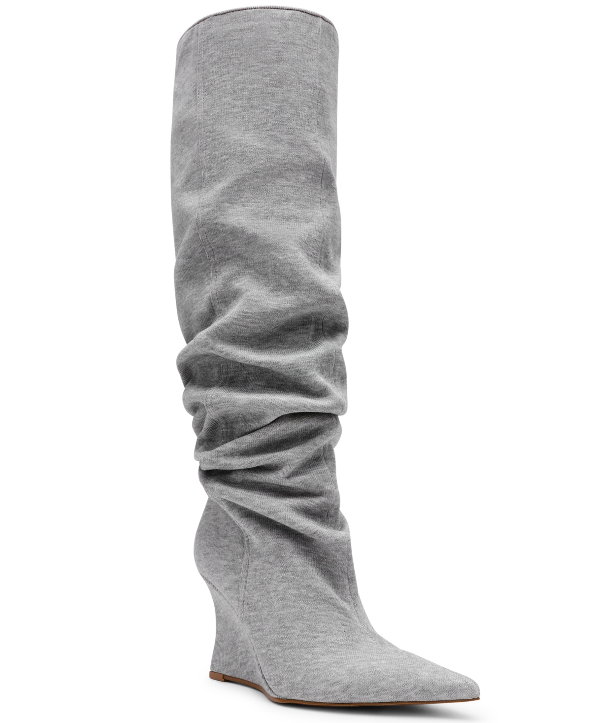 Steve Madden Womens Distortion Knee-High Slouch Wedge Boots - Heathered Gray Sweater