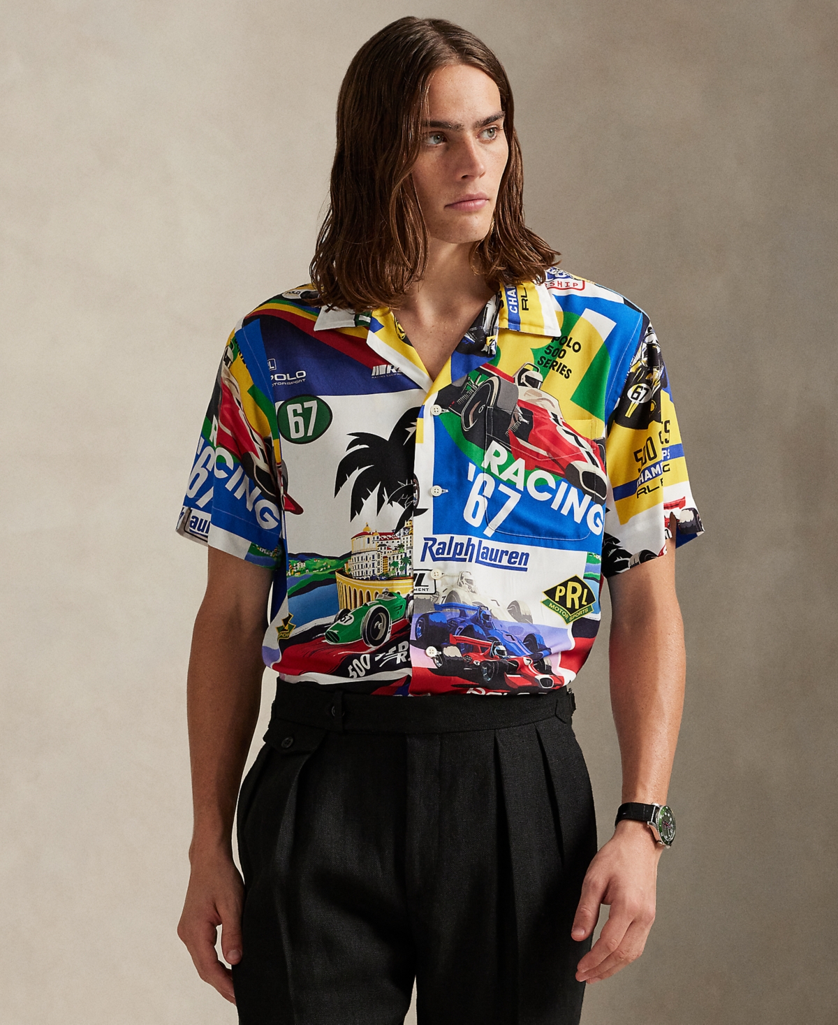 Click here for Polo Ralph Lauren Mens Classic-Fit Racing-Print Ca... prices