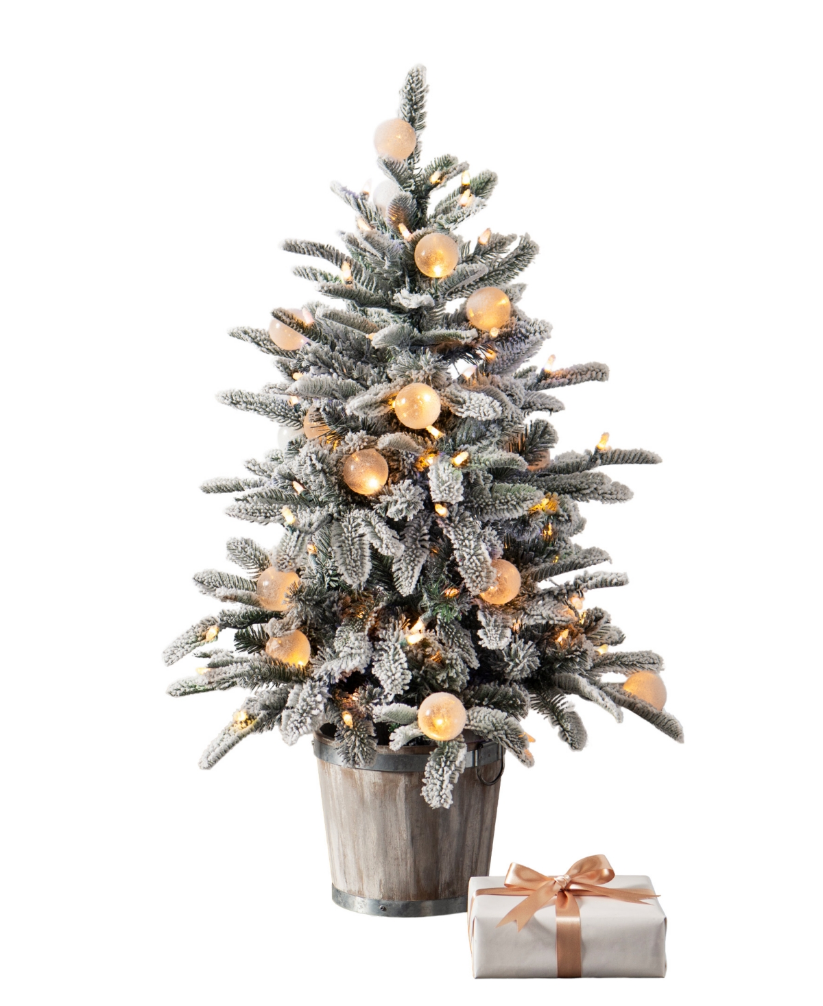Click here for Balsam Hill 3 ft Snow Flurry Pre-Lit Potted Tree -... prices