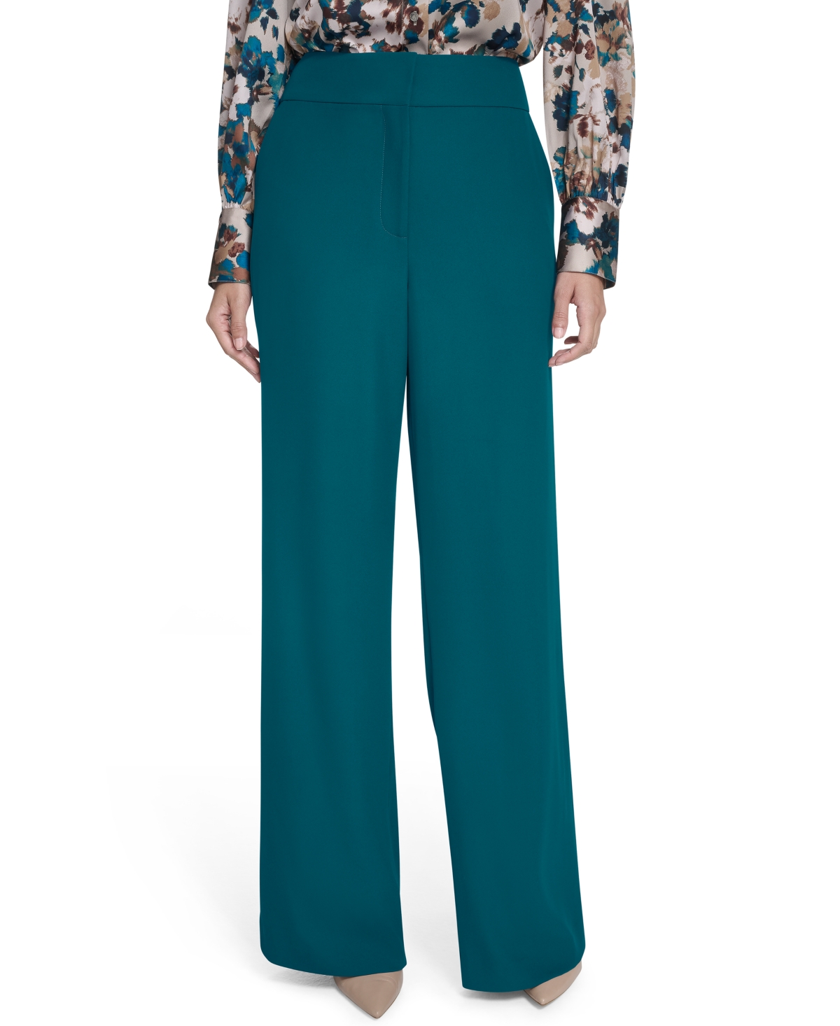 Click here for Calvin Klein Womens High-Rise Wide-Leg Pants - Cyp... prices