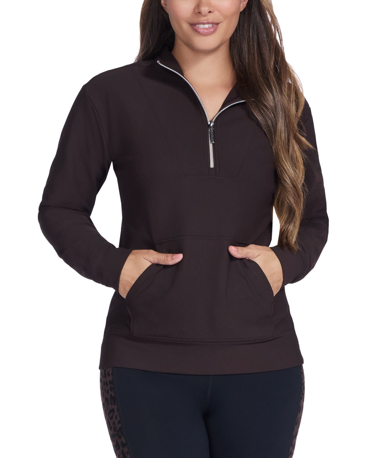 Womens Skechers GoLuxe Rib 1/4 Zip Brushed Fleece Sweatshirt