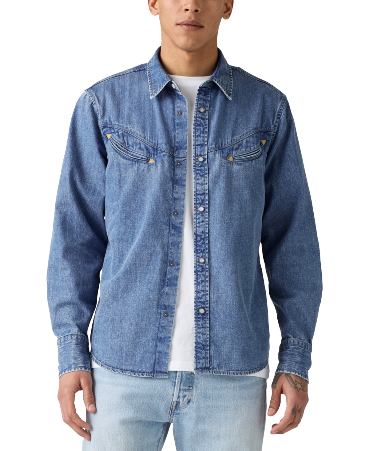 Click here for Levis Mens Cotton Western Shirt - Indigo prices
