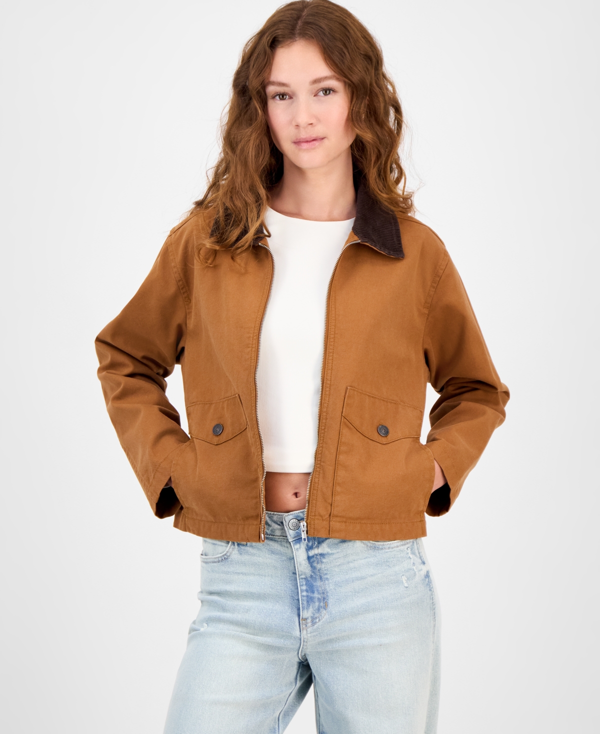 Madden Girl Juniors Long-Sleeve Barn Jacket - Brown