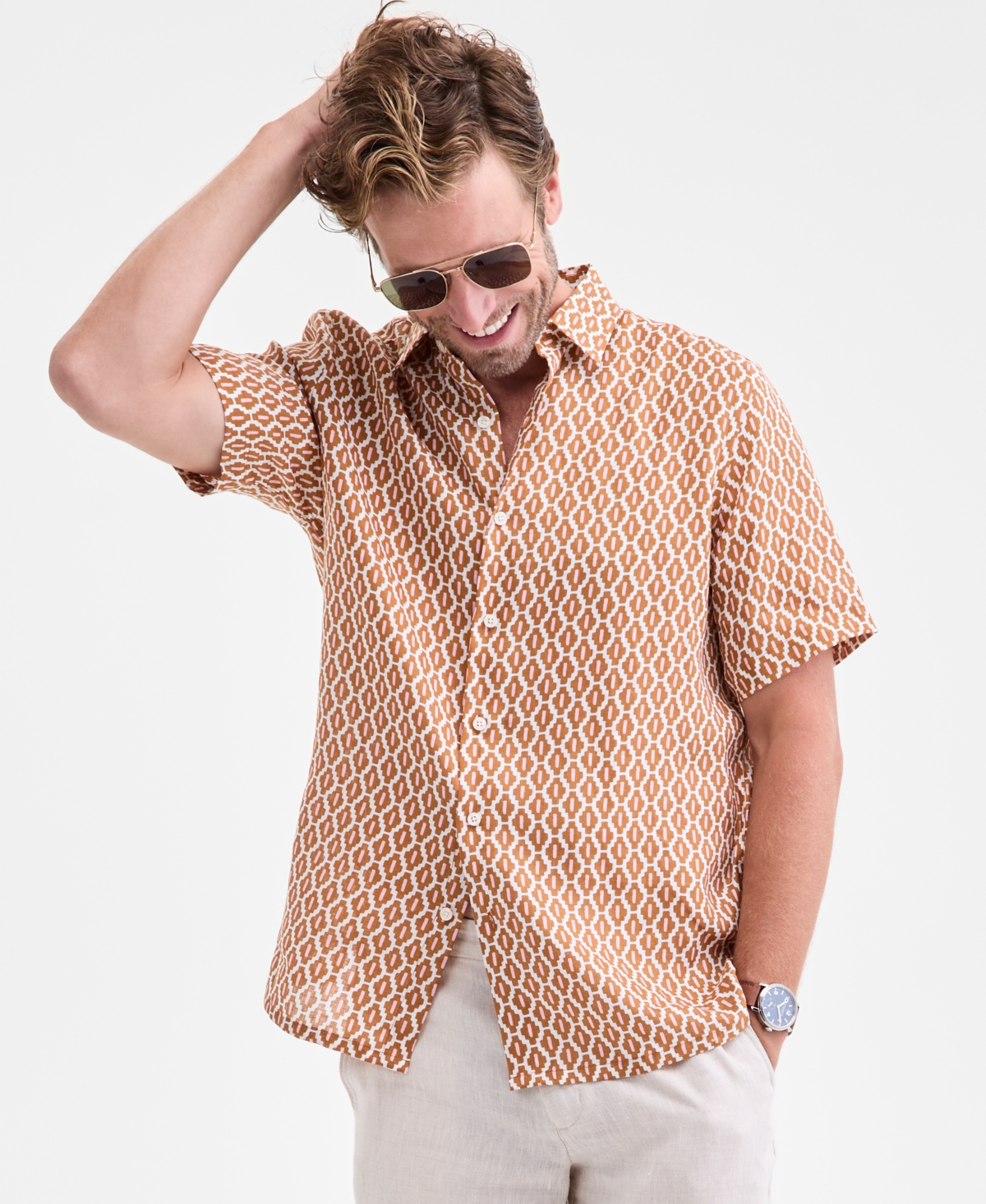 Click here for Club Room Mens Short-Sleeve Tonelle Geo-Print Line... prices