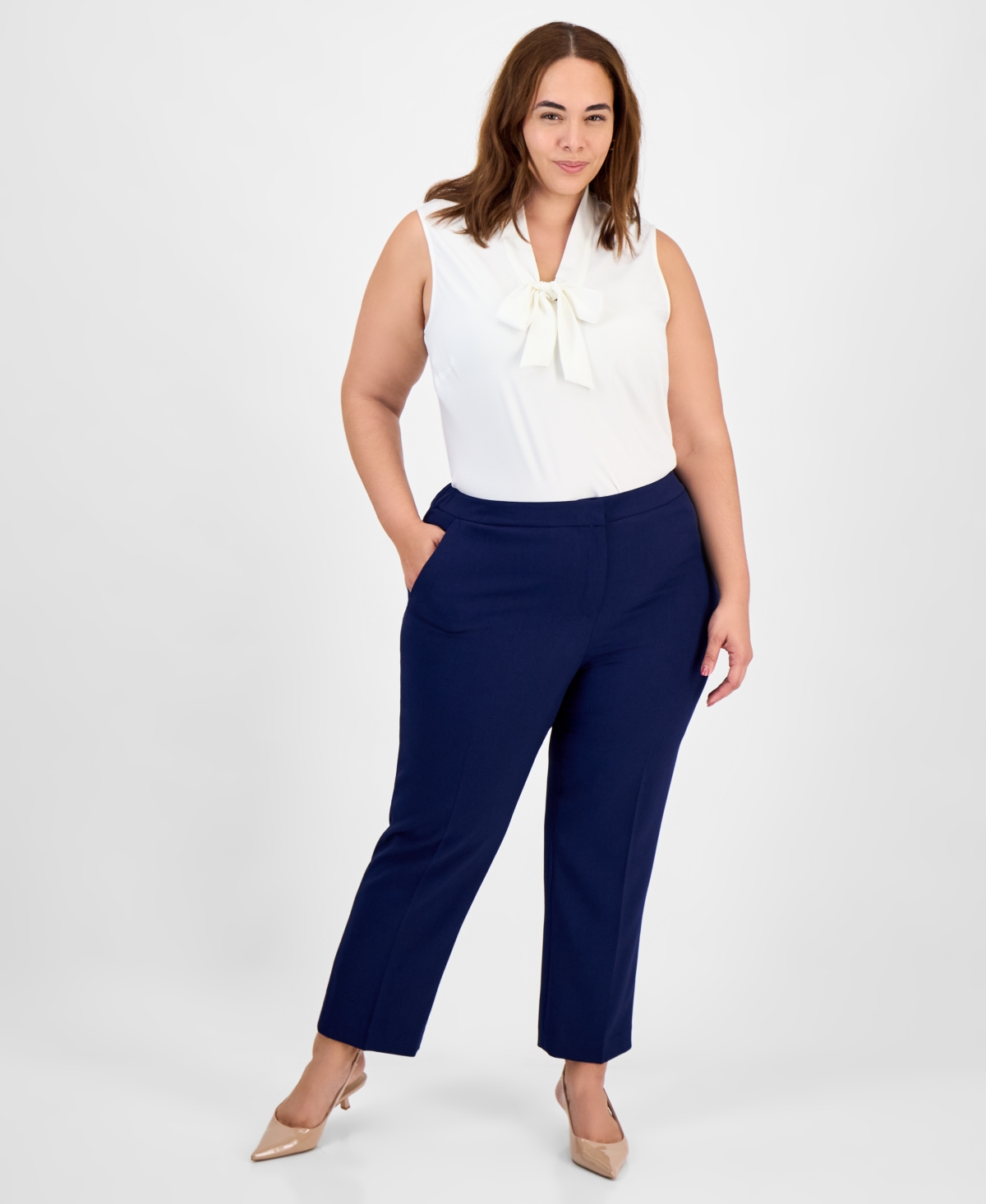 Click here for Kasper Plus Size Straight-Leg Pants - Kasper Navy prices