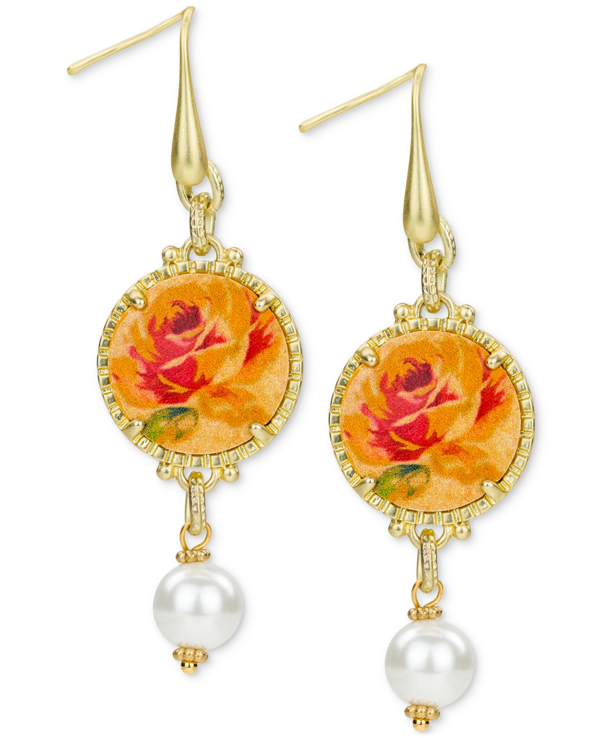 Click here for Patricia Nash Beaded Floral Gold-Tone Round Drop E... prices