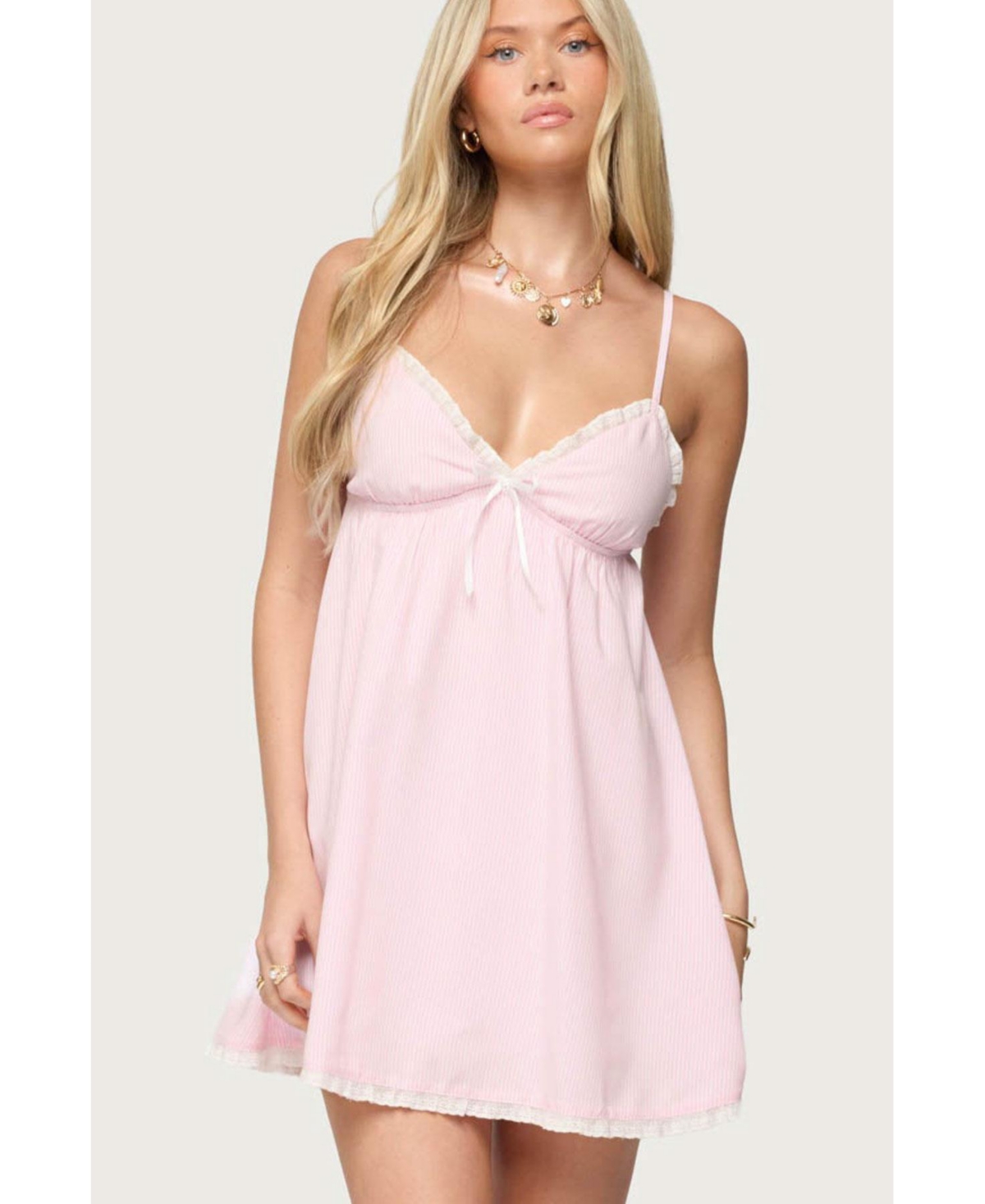 Click here for Edikted Womens Danira Pinstripe Babydoll Mini Dres... prices