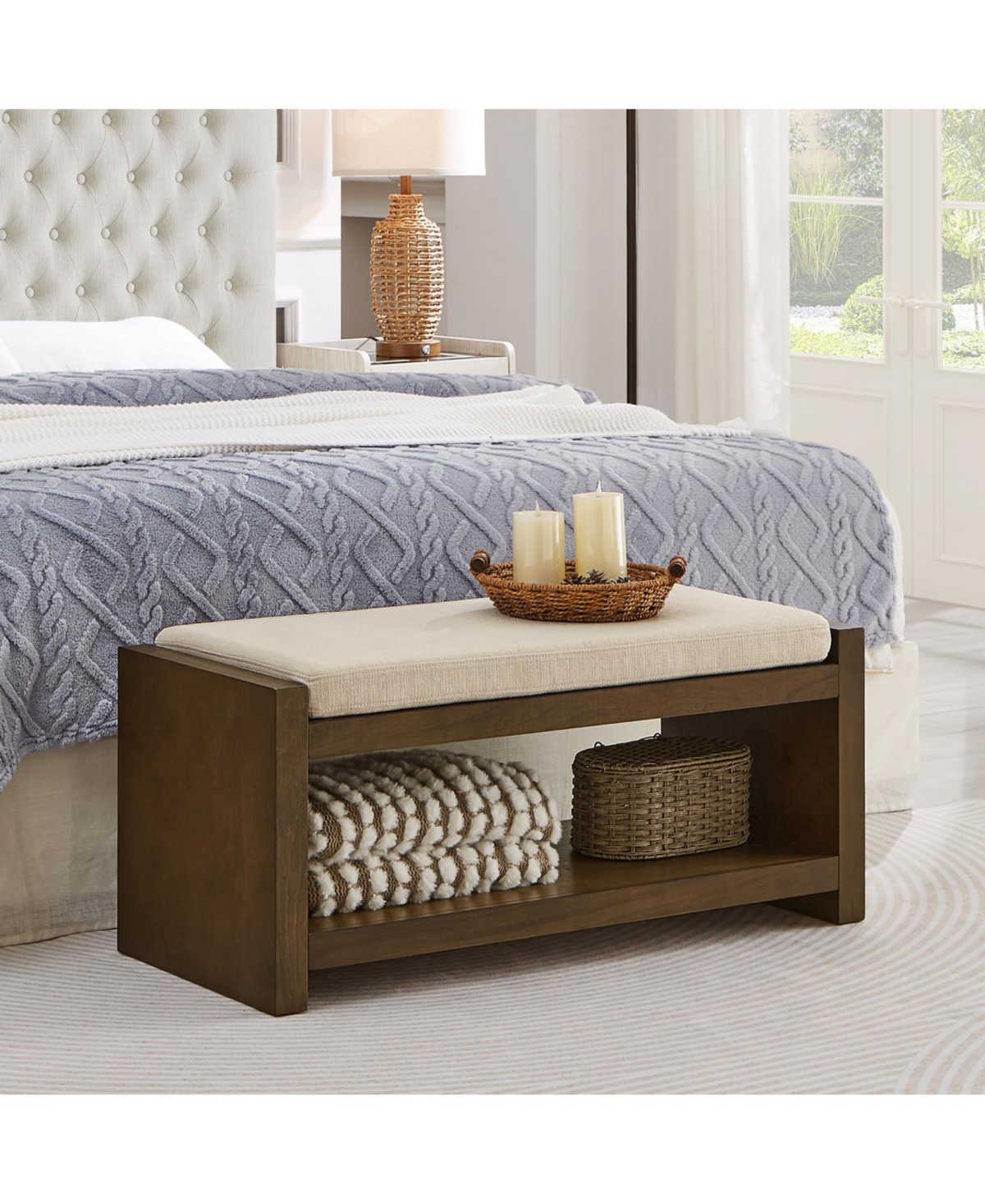 Click here for Streamdale Furniture 40" Ivory Bench with Sho... prices
