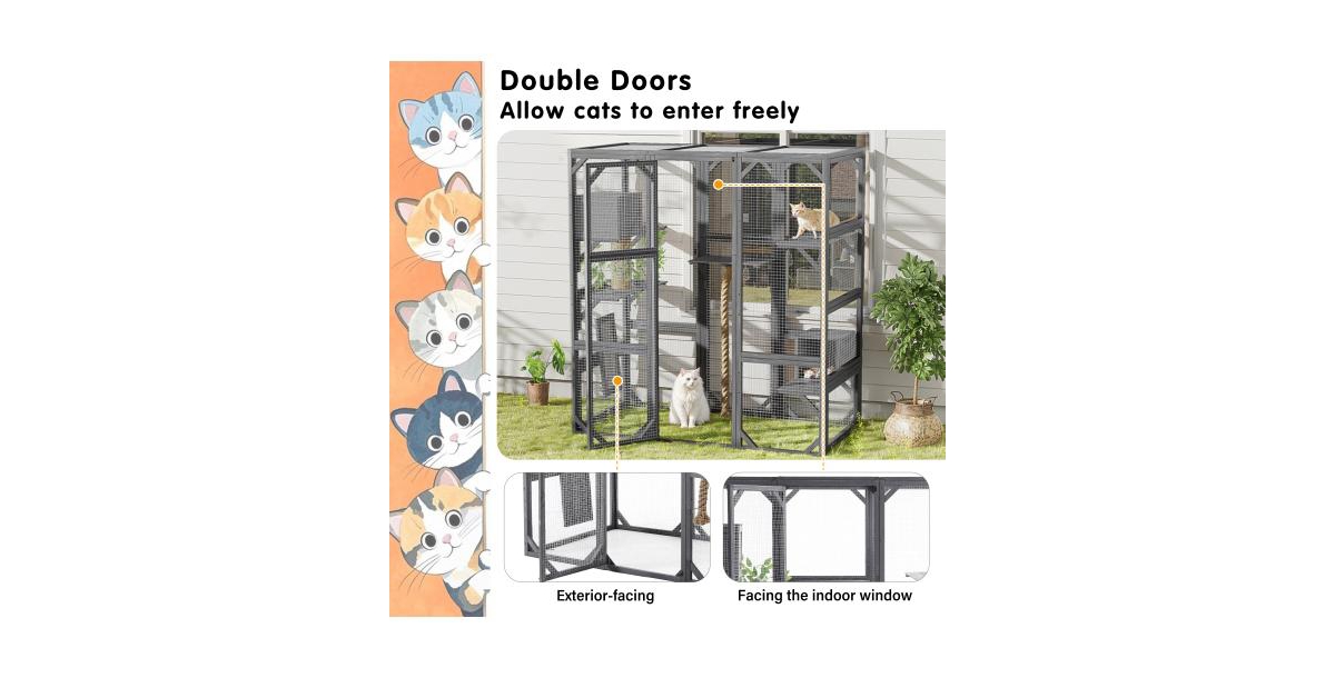 Click here for Aostirmotor Outdoor Cat House Double Door Playpen... prices