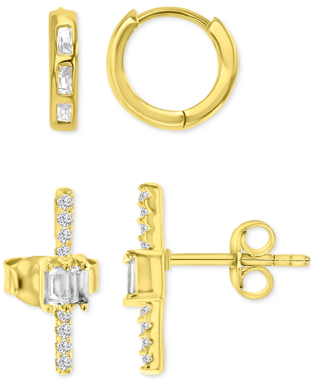 Click here for 2-Pc. Set Cubic Zirconia Round & Baguette Huggie H... prices