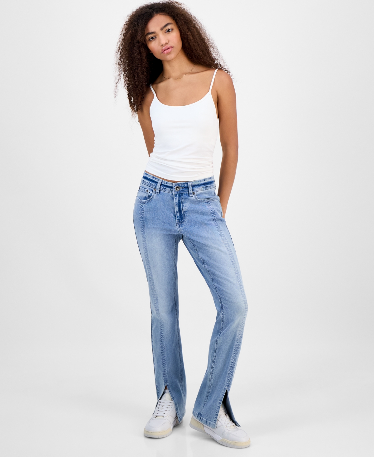 Click here for Dollhouse Juniors Mid-Rise Seamed Bootcut Jeans -... prices