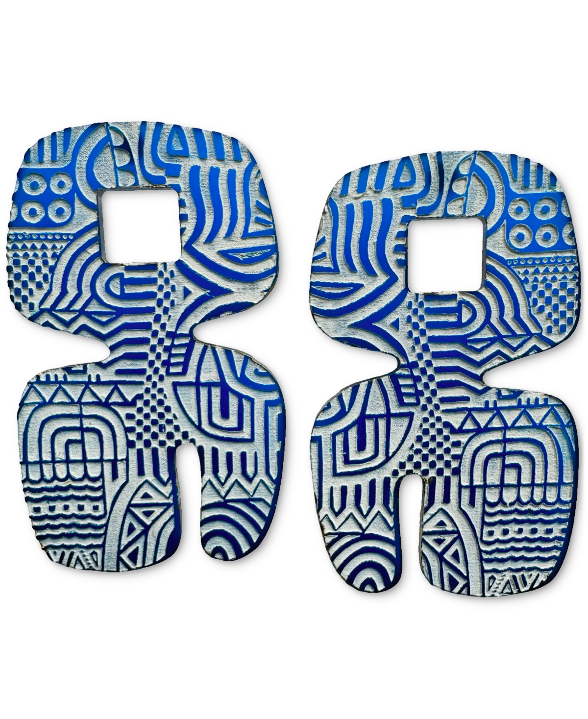 Click here for Swanky Designs Asha Geometric Earrings - Blue prices