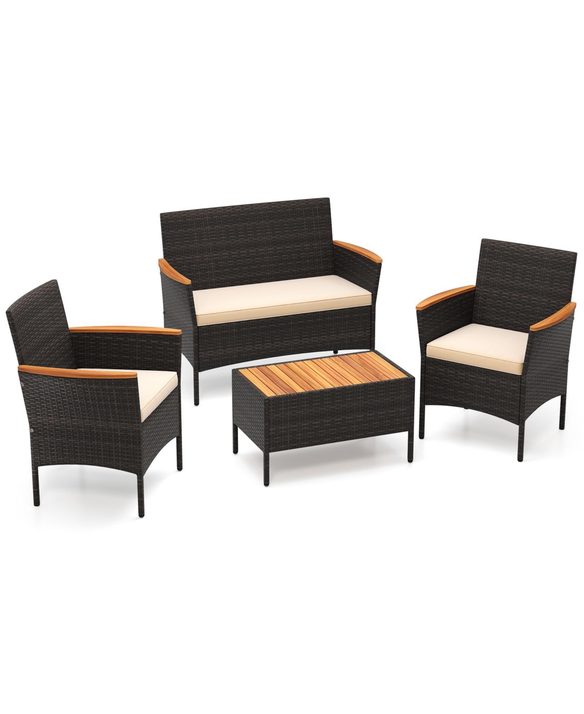 Click here for Slickblue 4-Piece Outdoor Wicker Sofa Set with Lov... prices