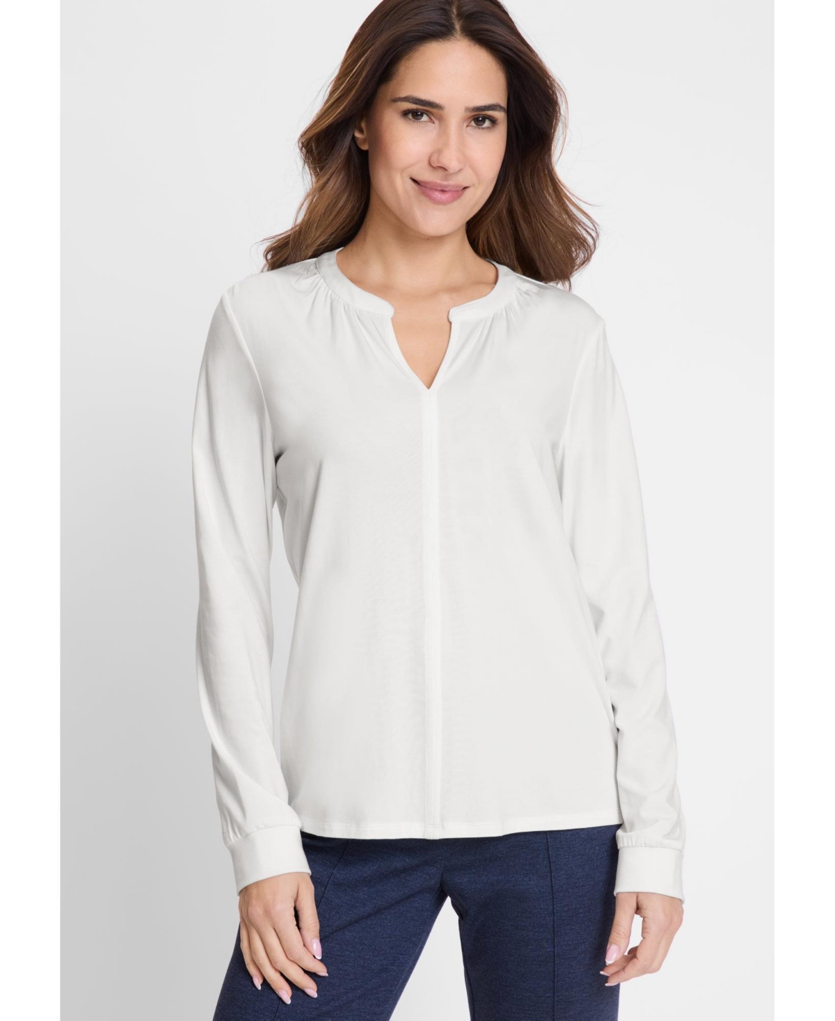 Click here for Olsen Womens Solid Tunic T-Shirt - Off white prices