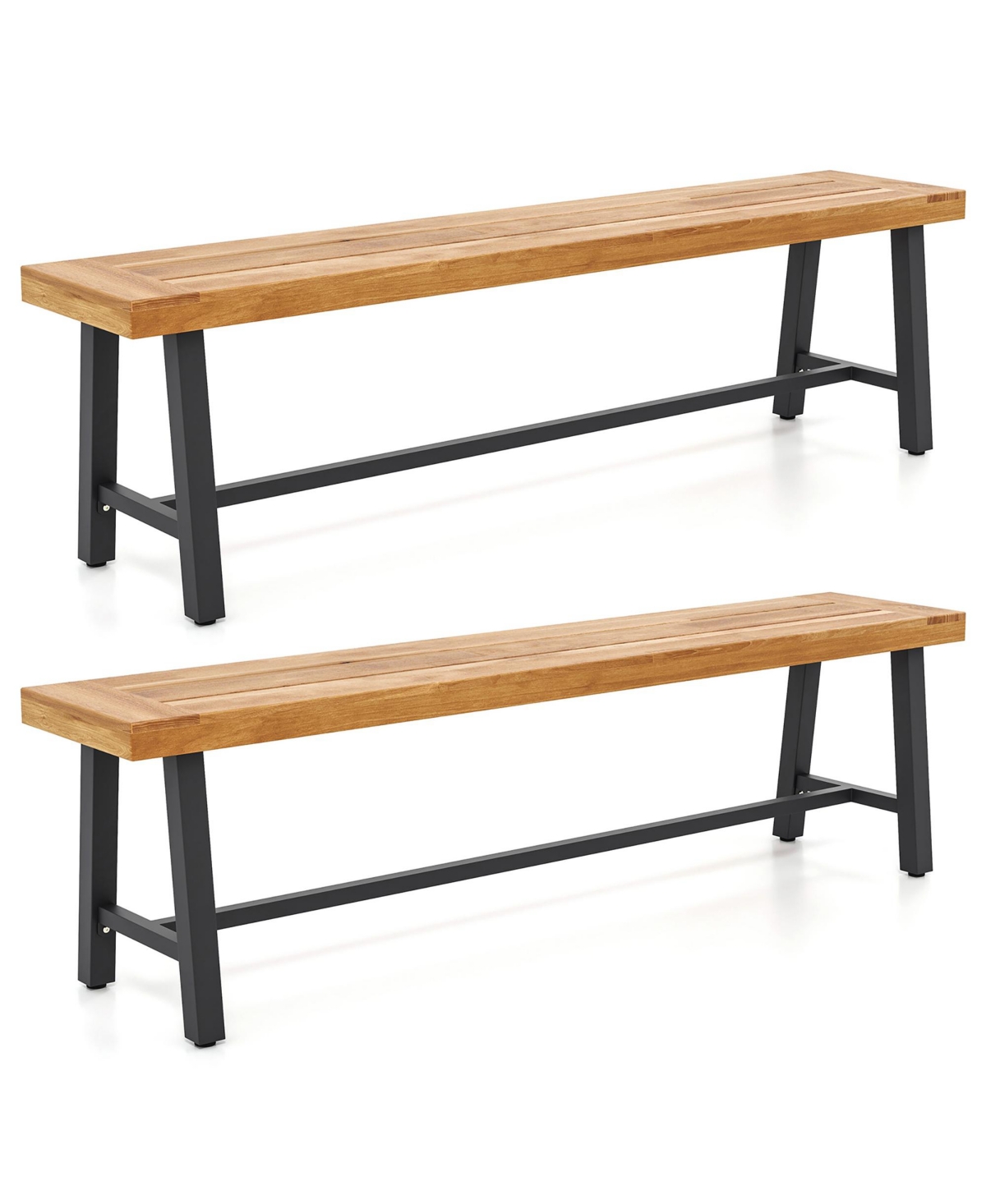 Click here for Gymax 2PCS 63 Long Outdoor Acacia Wood Bench Seats... prices