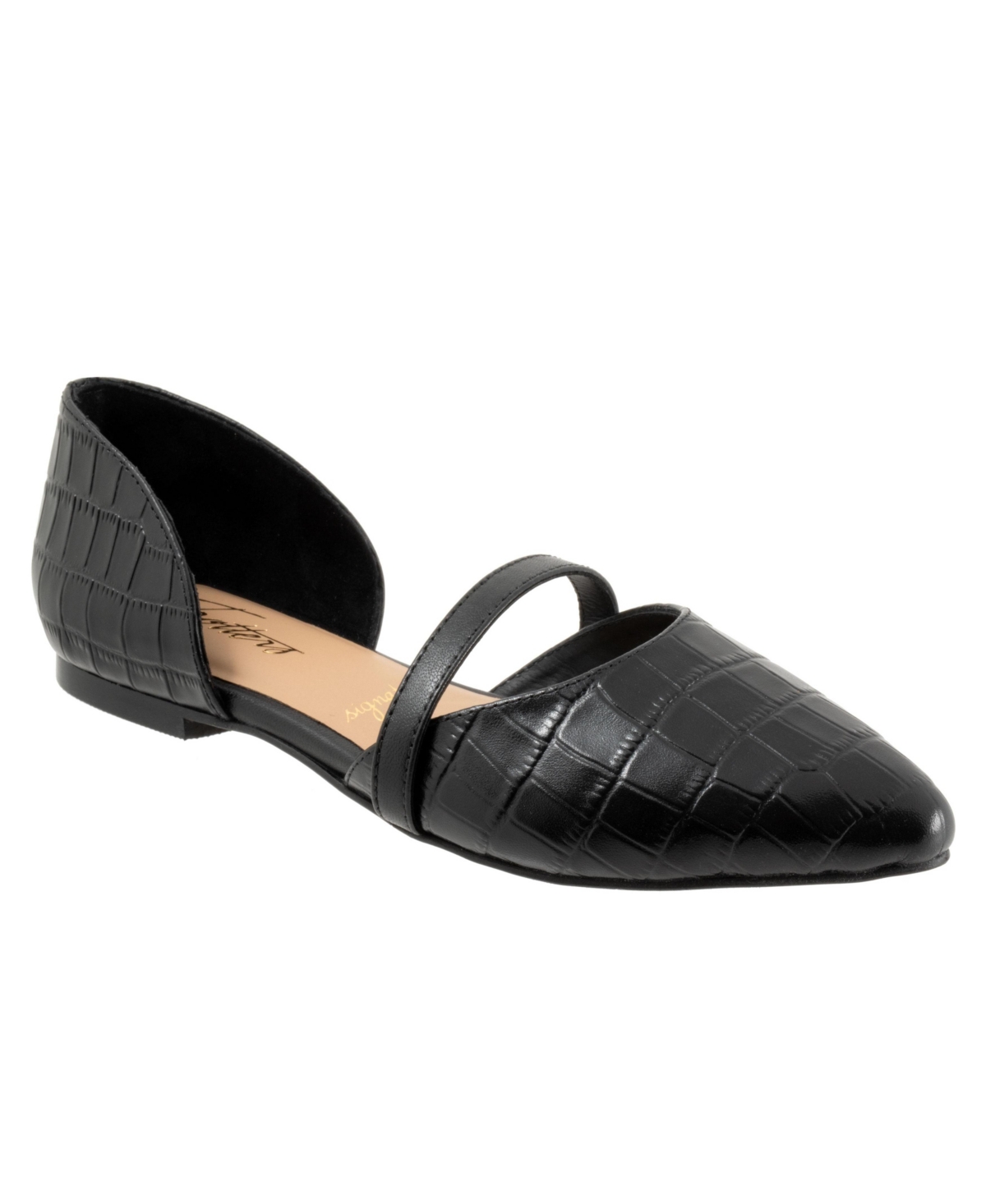 Click here for Trotters Emory Flat - Black croco prices