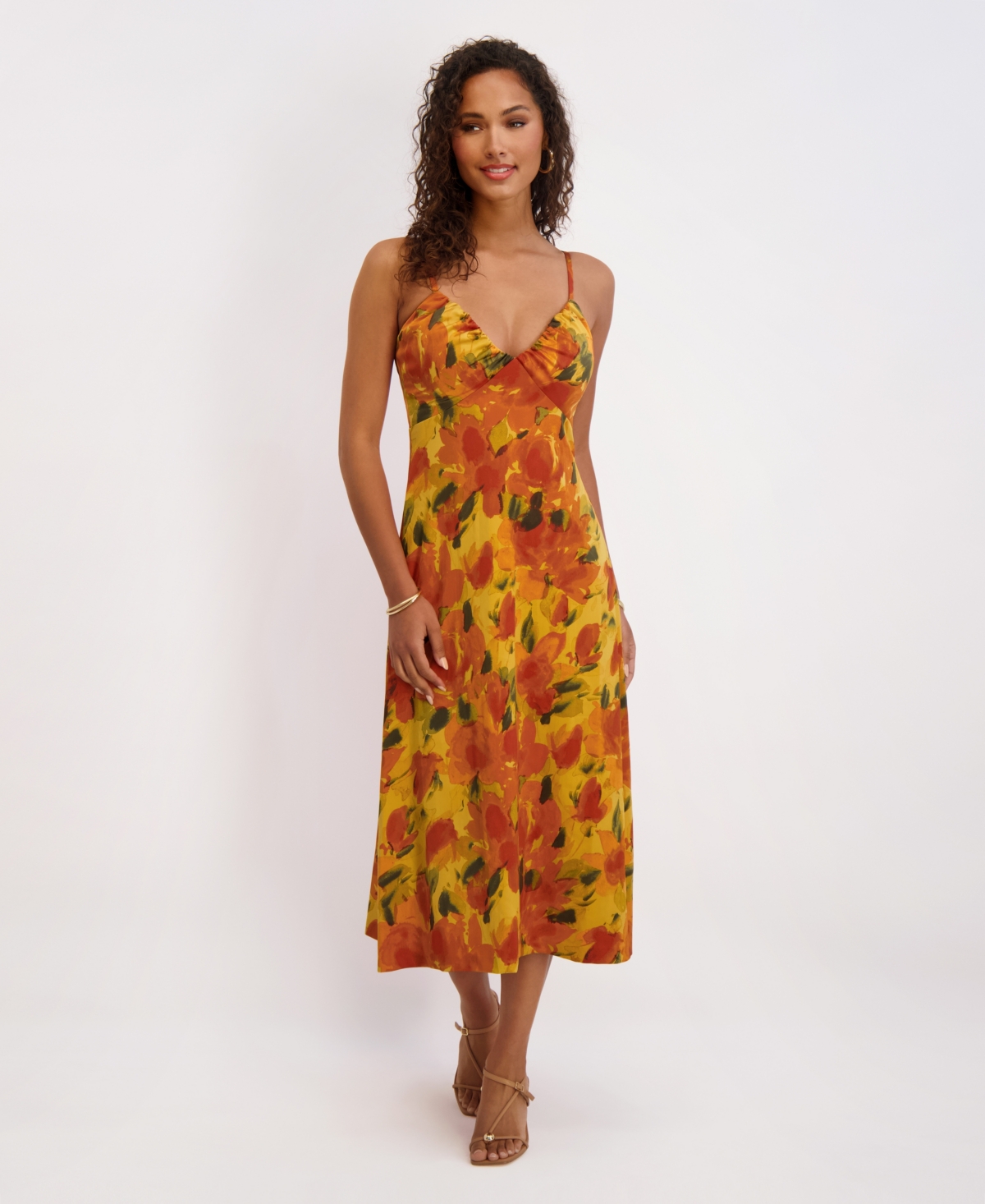 Click here for Siena Womens Printed Satin Sleeveless V-Neck Maxi... prices
