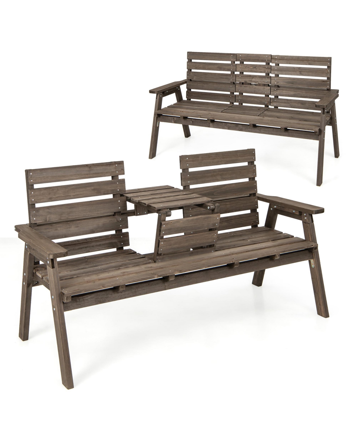 Click here for Gymax Outdoor Fir Wood Bench w/ Foldable Middle Ta... prices