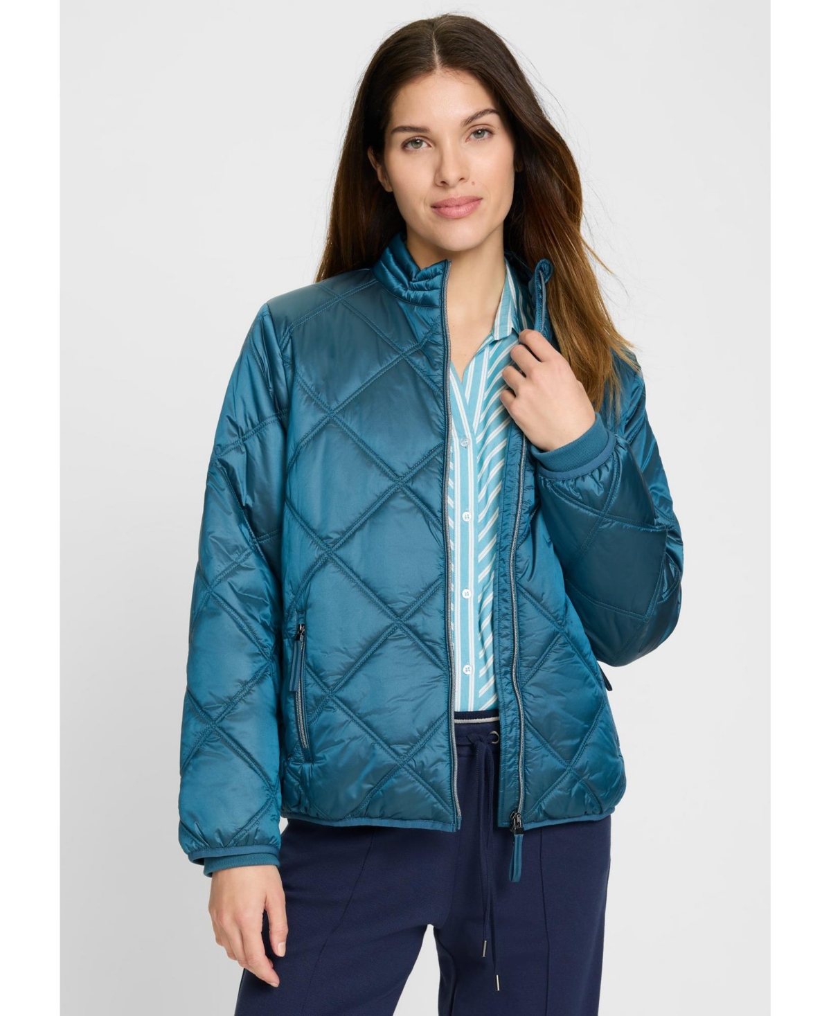 Click here for Olsen Diamond Quilted Jacket - Midnight teal prices