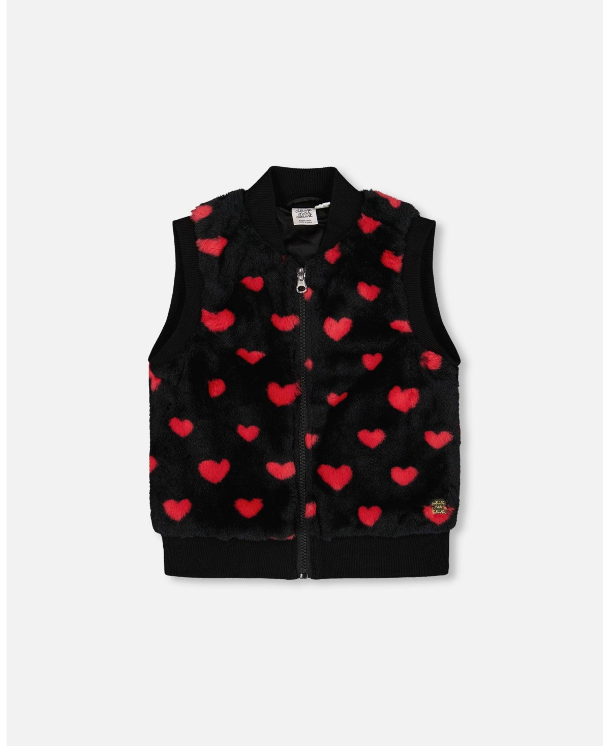 Click here for Deux par Deux Girl Faux Fur Sleeveless Vest Black... prices