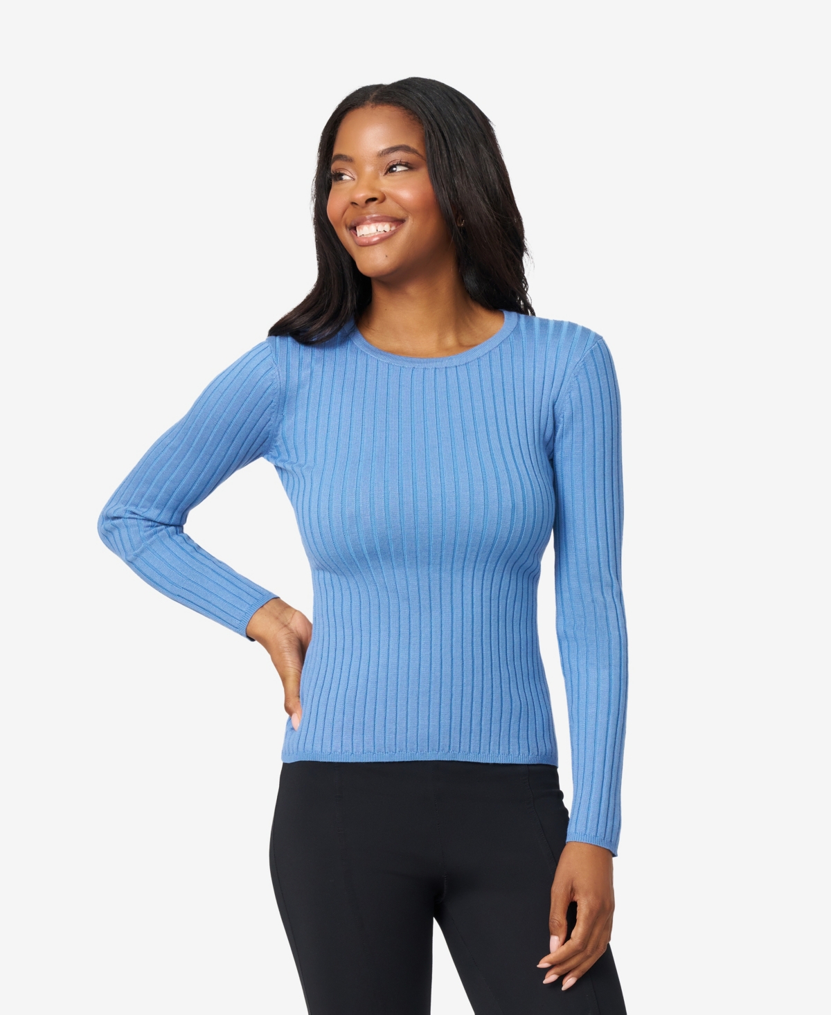 Click here for Melissa Paige Womens Crewneck Ribbed-Knit Sweater... prices