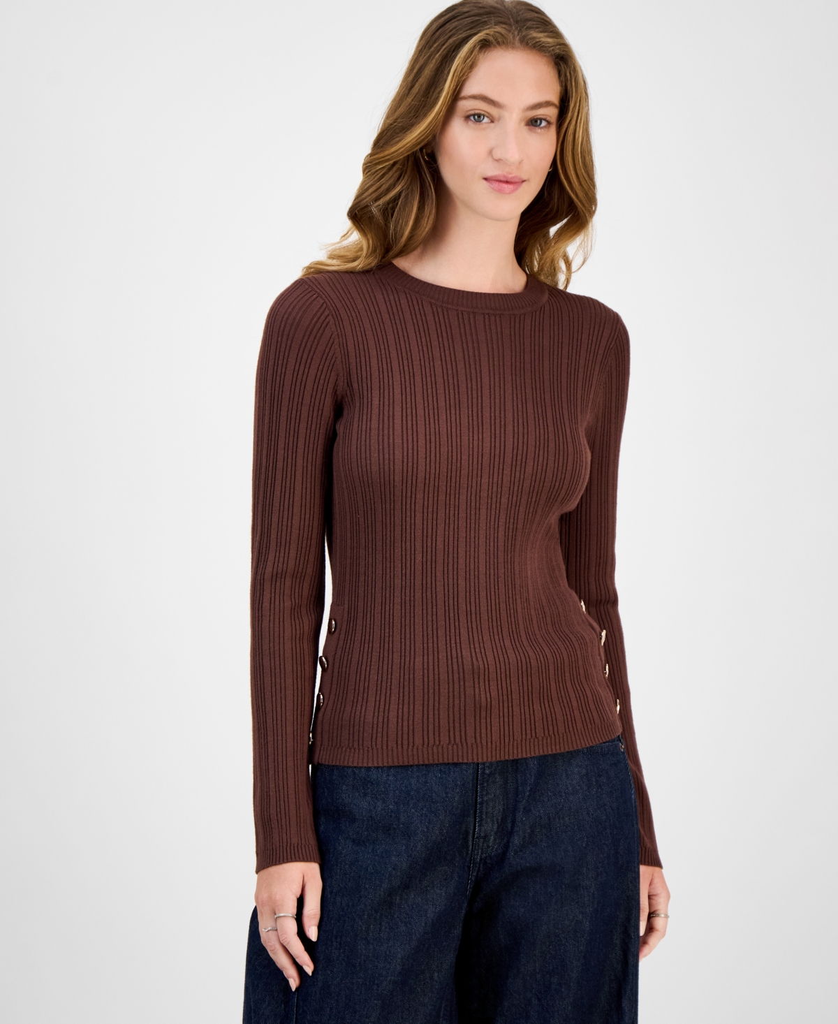 Click here for Hooked Up by Iot Juniors Crewneck Long-Sleeve Swea... prices