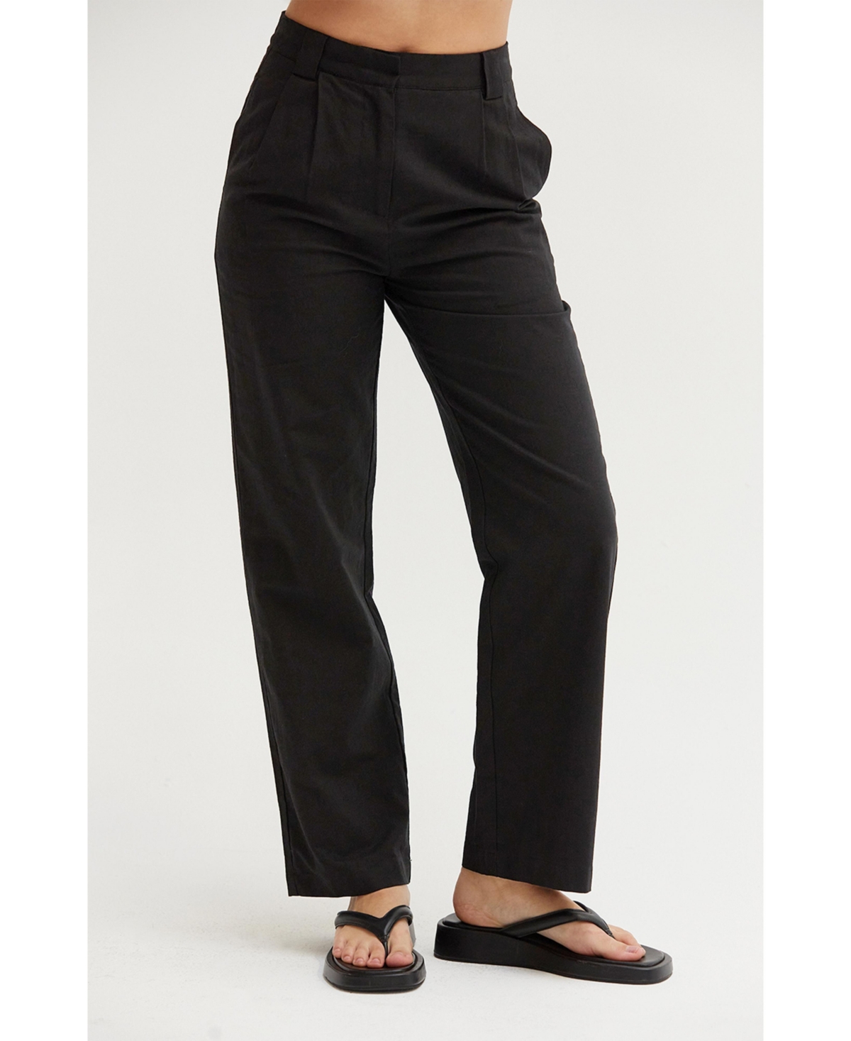 Click here for Crescent Womens Erin Straight Leg Linen Trousers S... prices