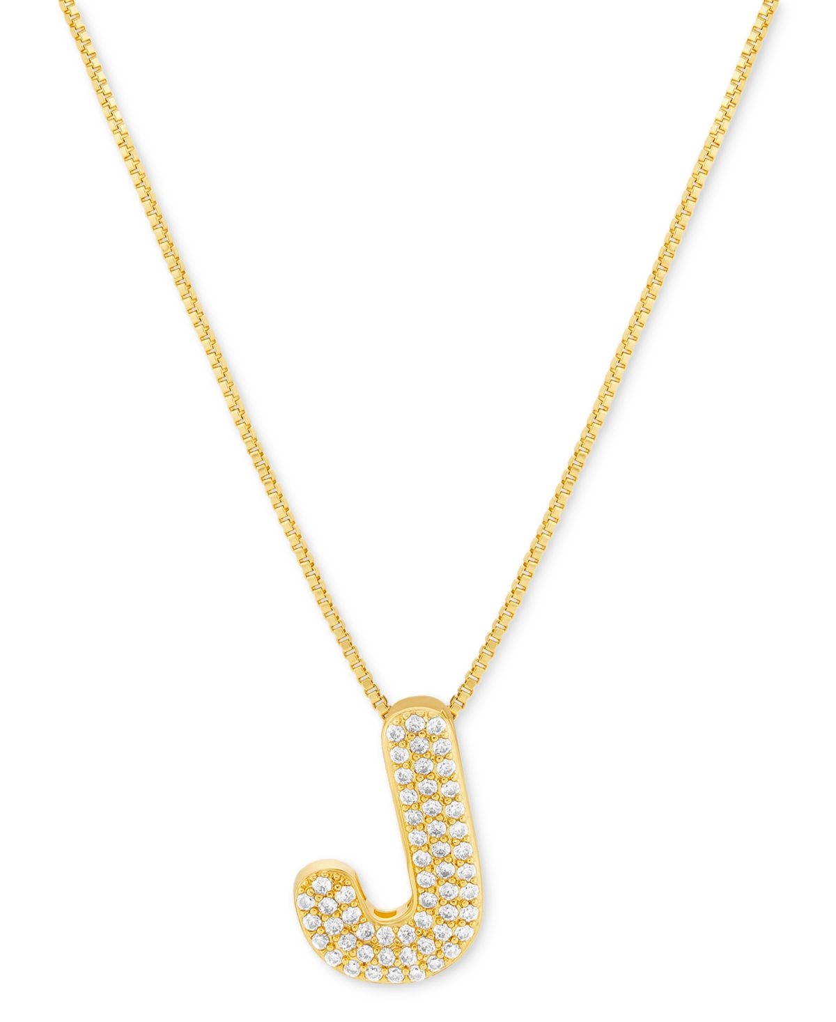 Click here for Cubic Zirconia Bubbly Initial J 18 Pendant Necklac... prices