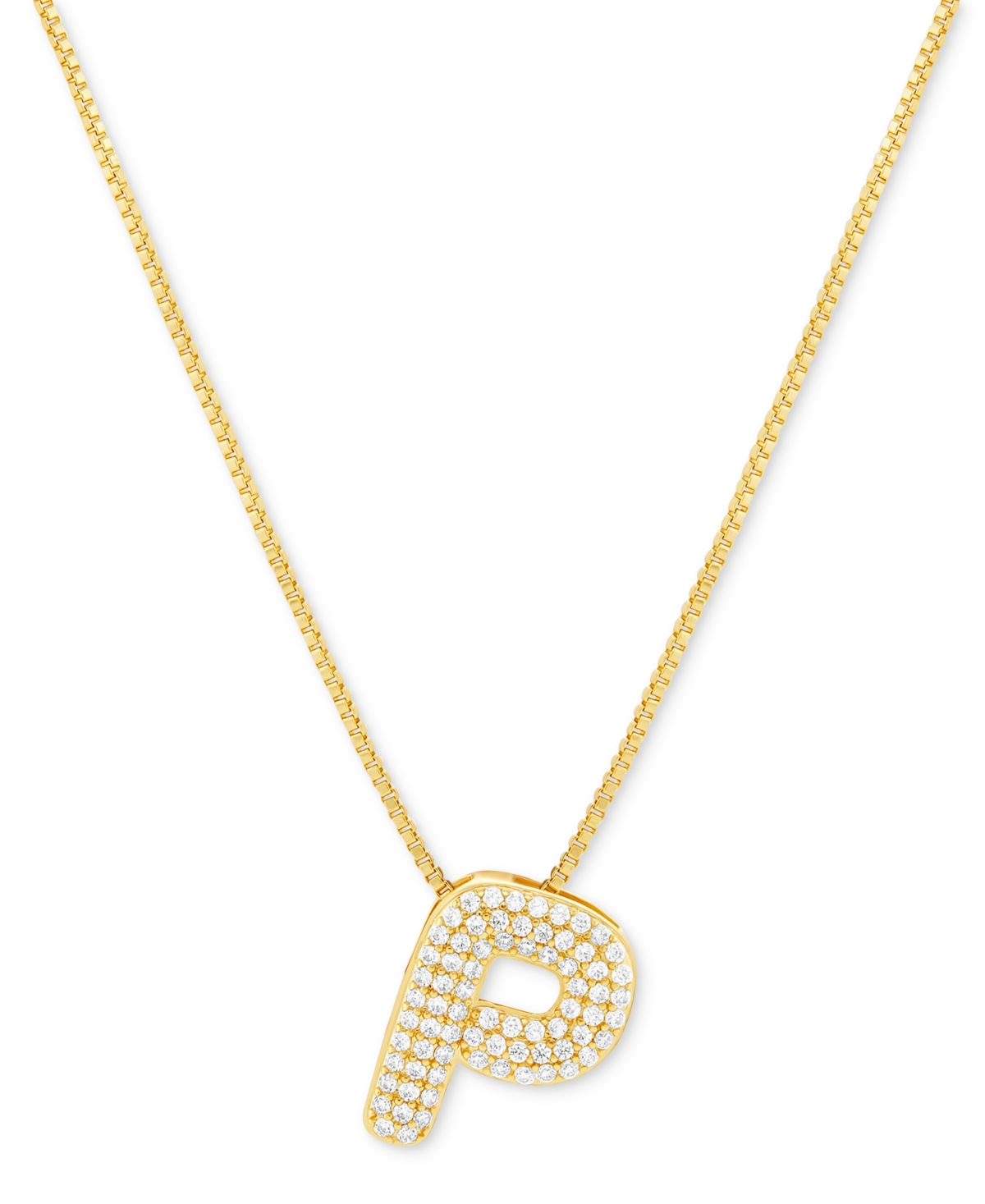 Click here for Cubic Zirconia Bubbly Initial P 18 Pendant Necklac... prices