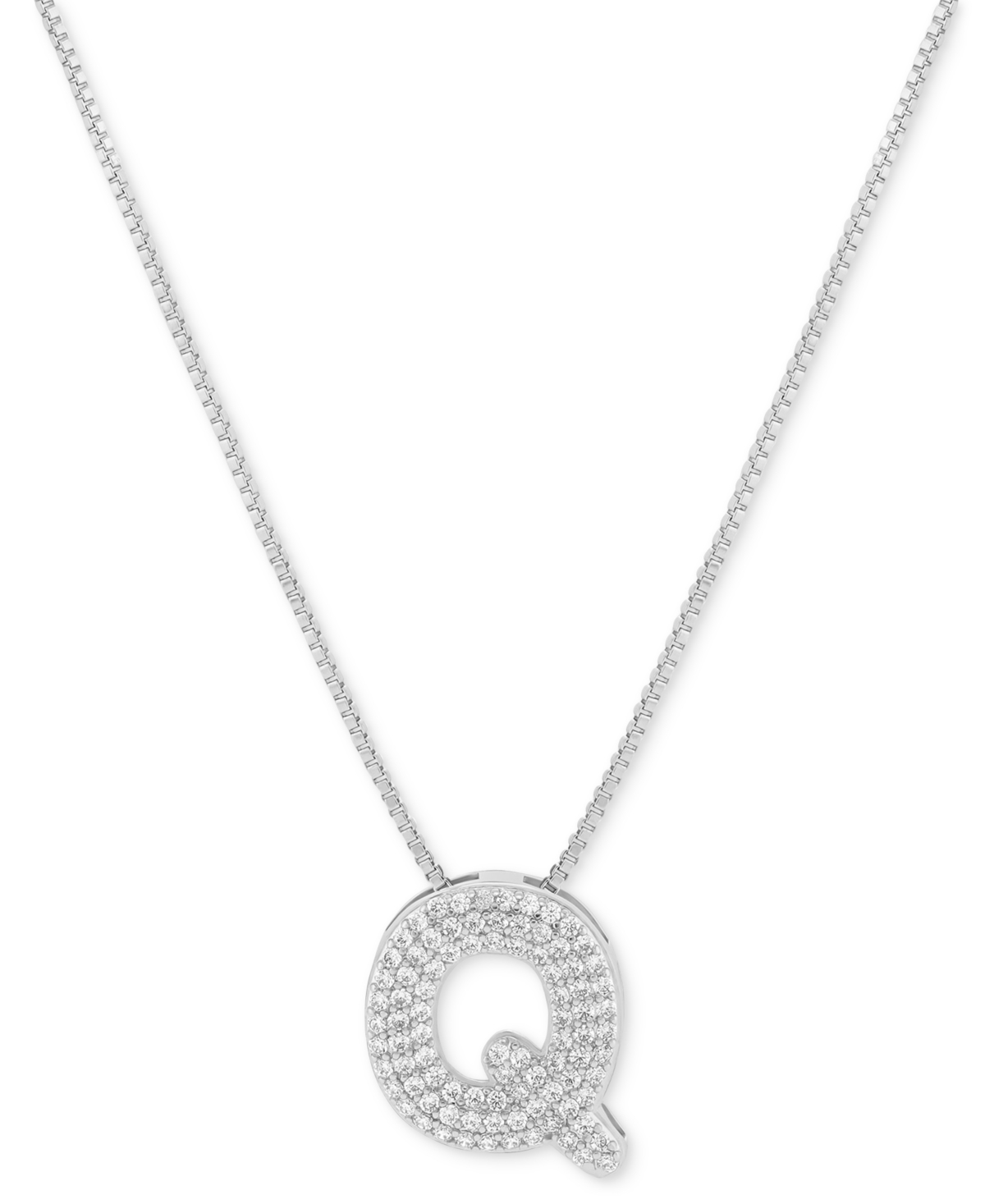 Click here for Cubic Zirconia Bubbly Initial Q 18 Pendant Necklac... prices