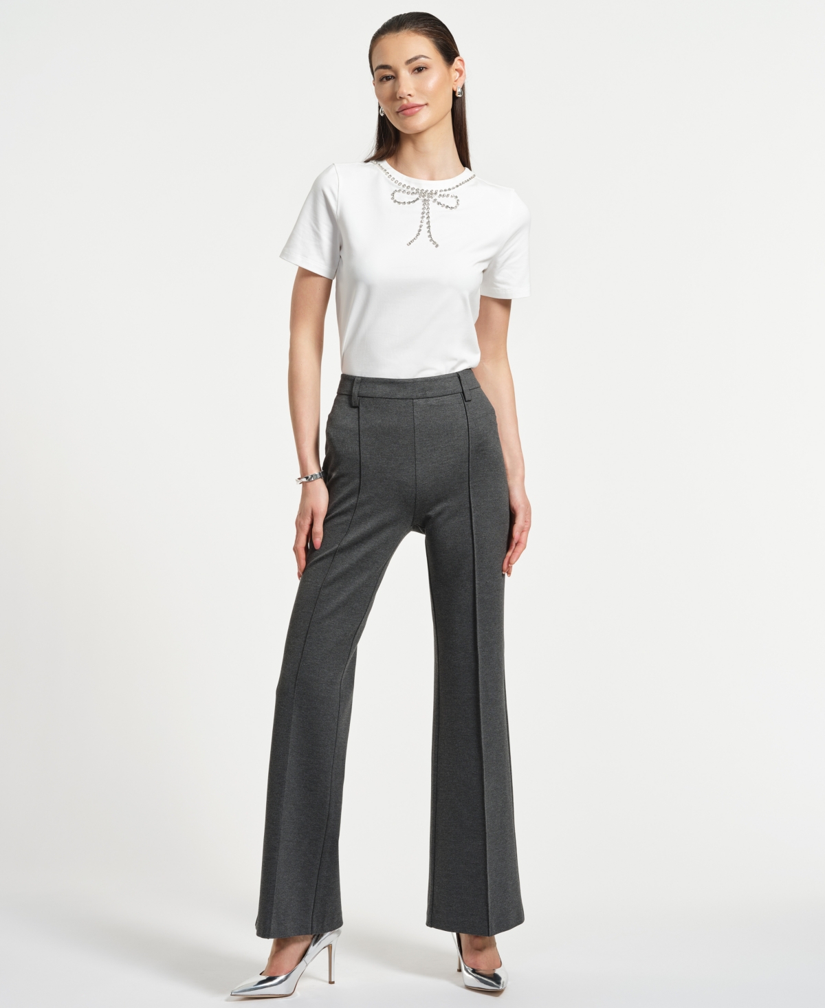 Click here for Isaac Mizrahi Womens Ponte Flare Mid Rise Pants -... prices