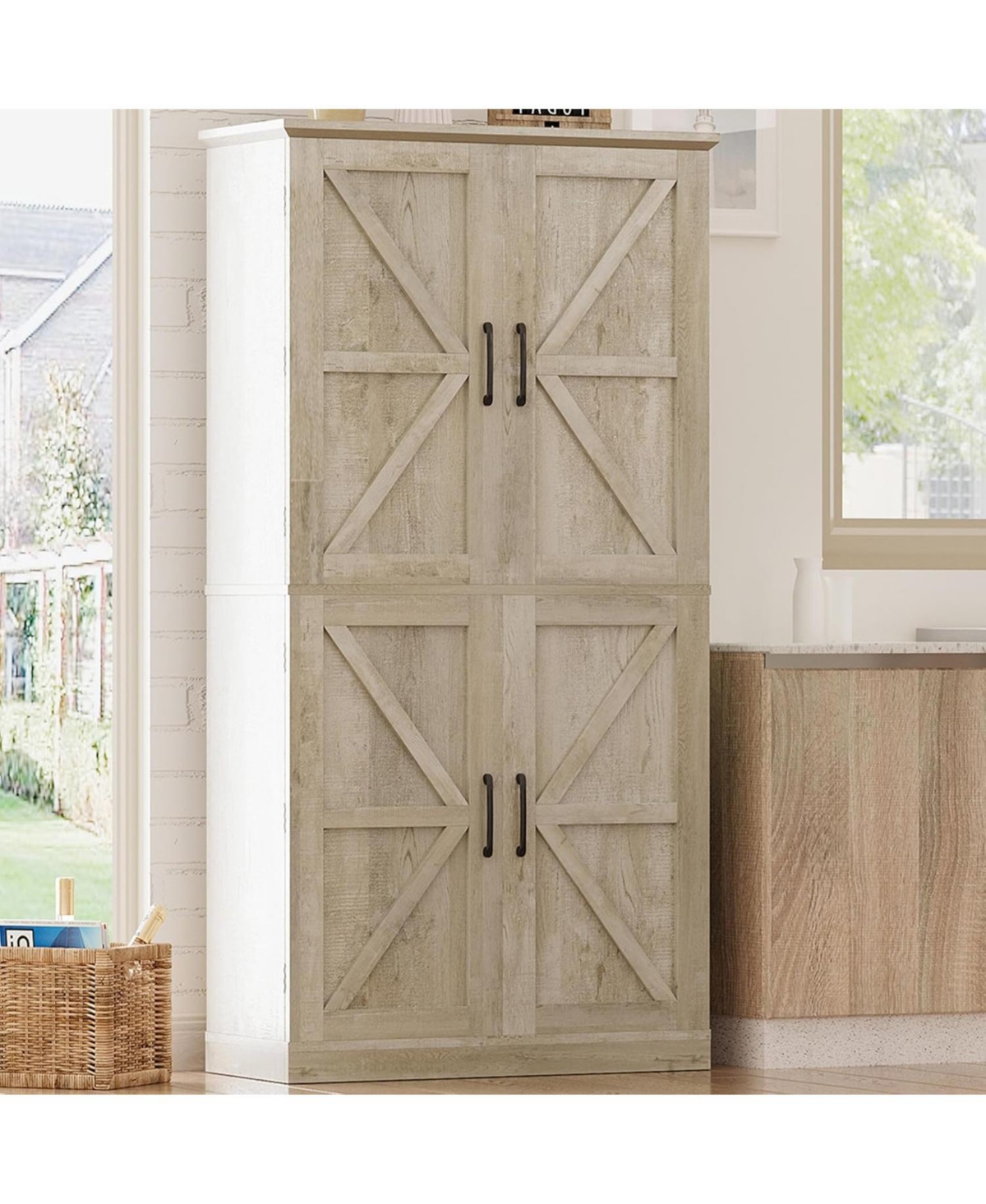 Click here for Ironck Kitchen Pantry Cabinet 72.8" H  4 Barn... prices