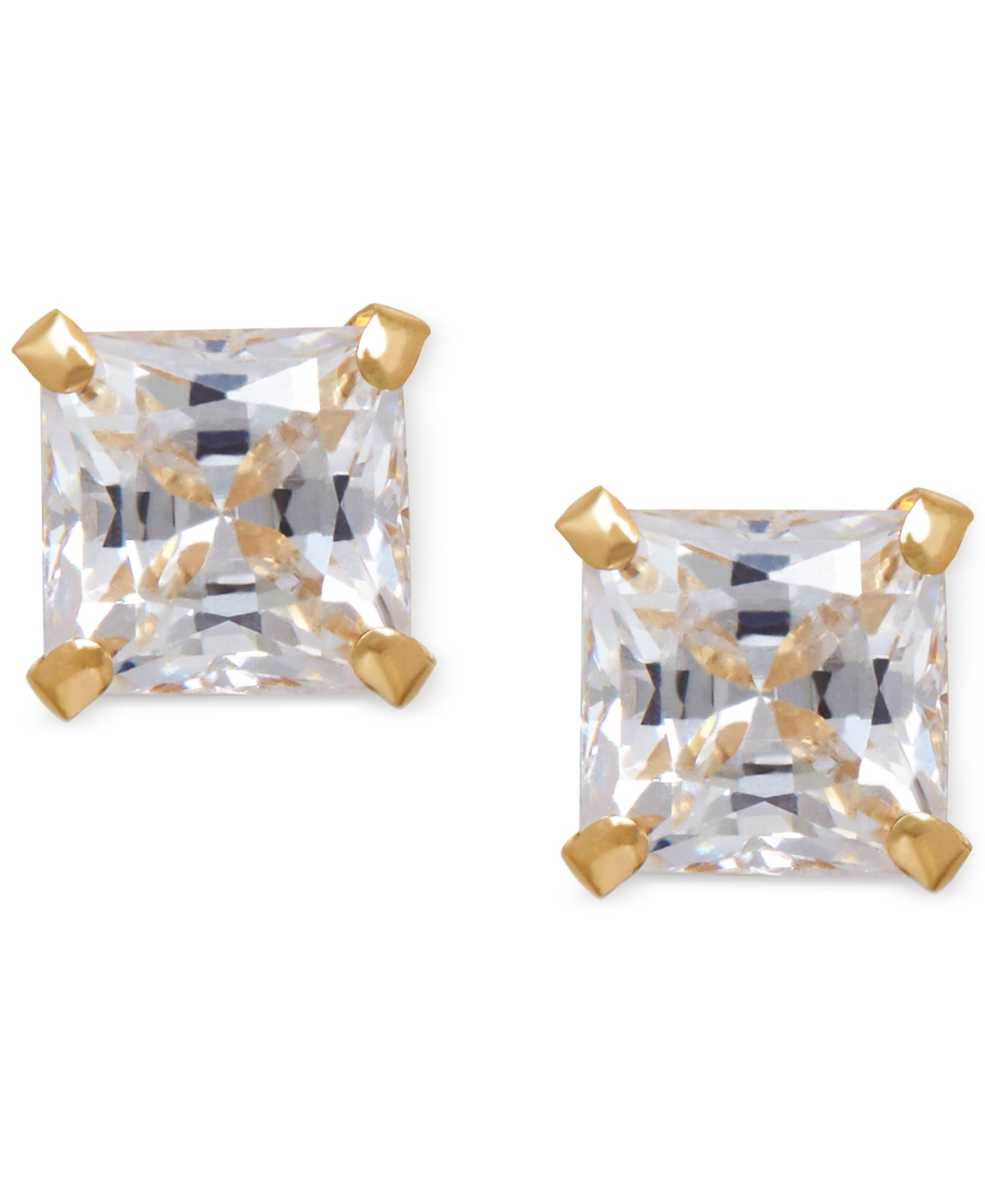 Click here for Cubic Zirconia Square Stud Earrings in 14k Gold -... prices