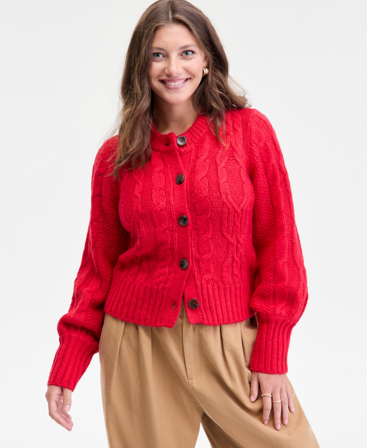 Click here for On 34th Womens Chunky Cable-Knit Cardigan  Macys E... prices