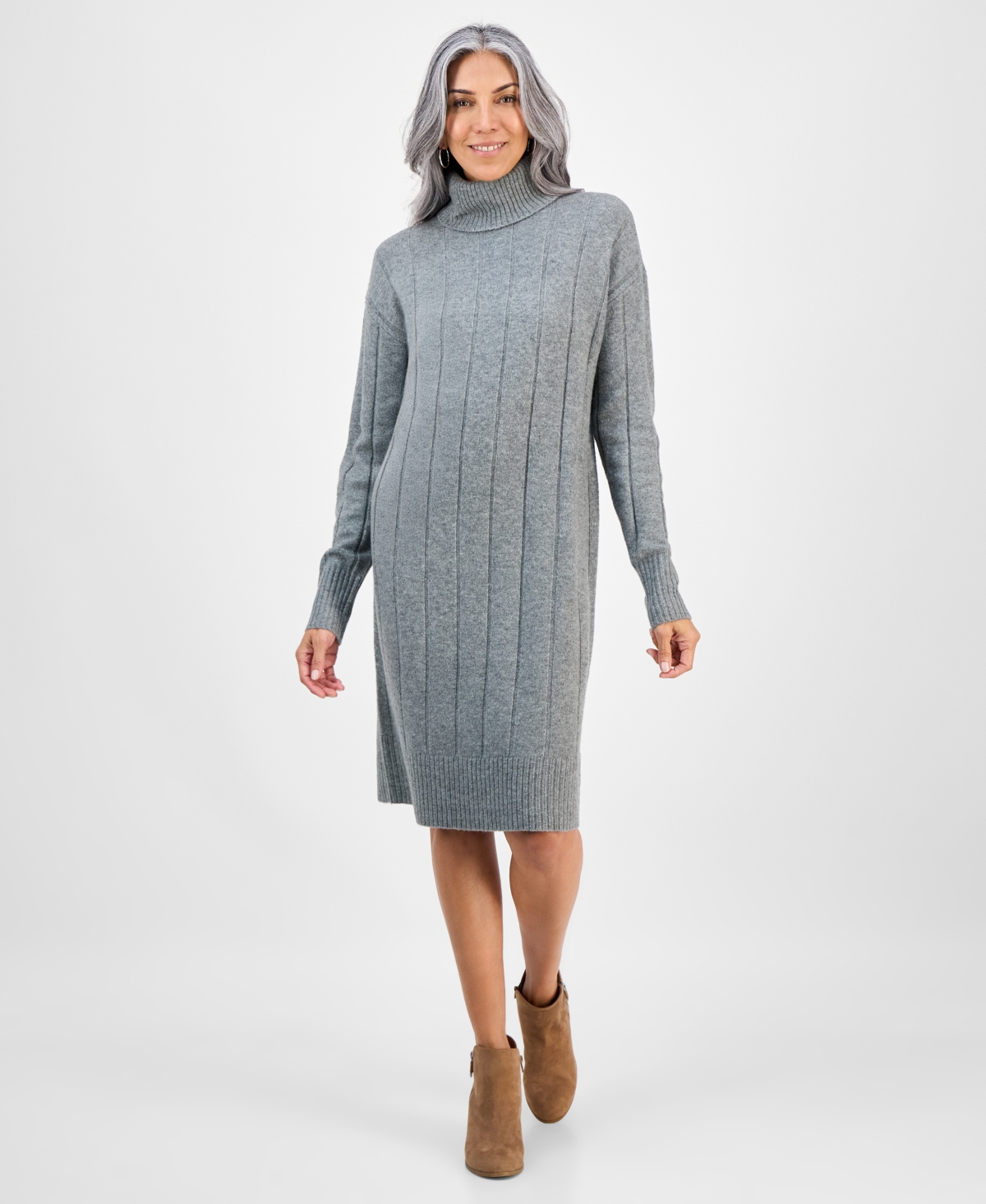 Click here for Style & Co Womens Ribbed Turtleneck Sweater Dress... prices