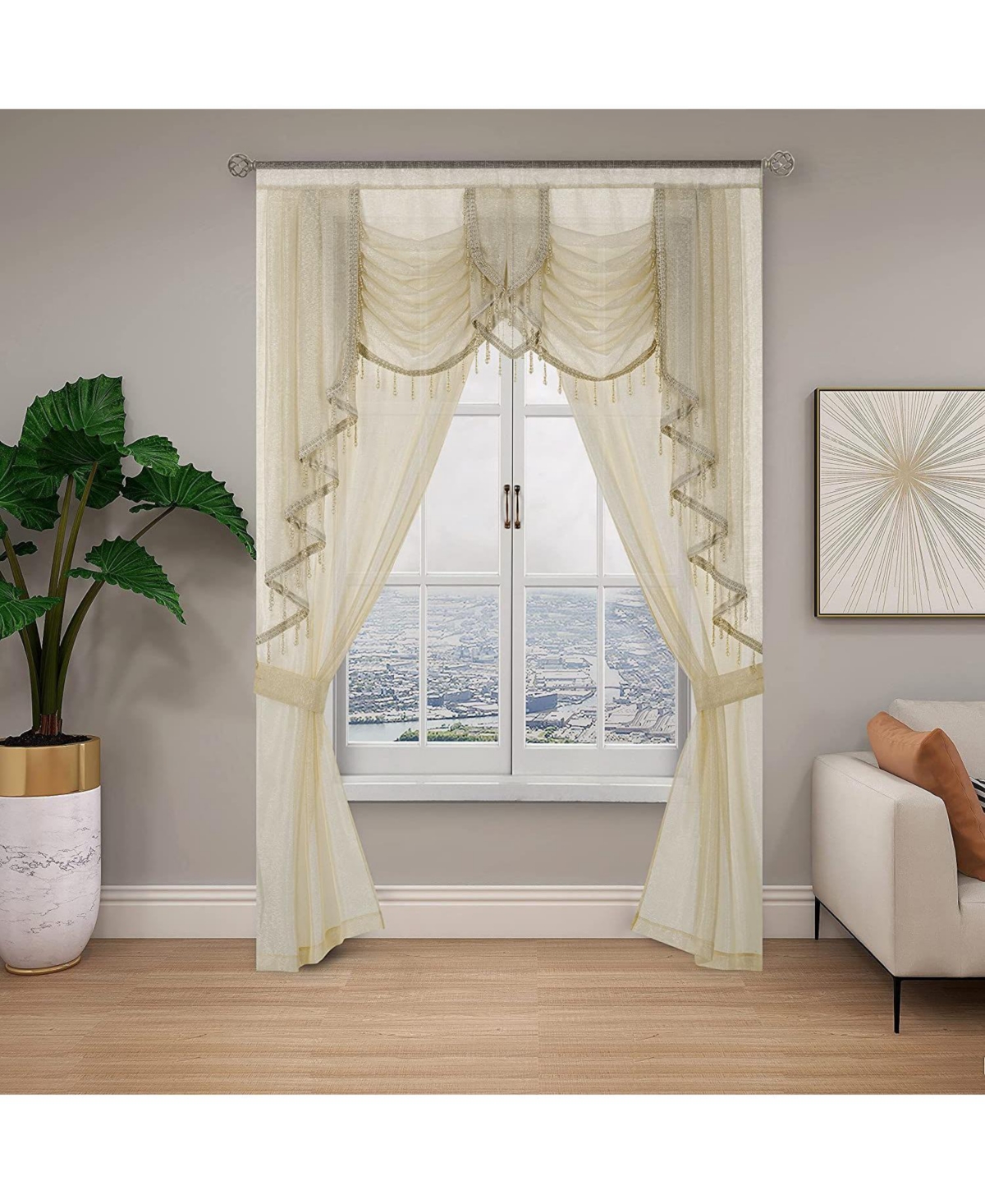 Click here for Kate Aurora Ultra Glam Beaded Sparkly Sheer Window... prices