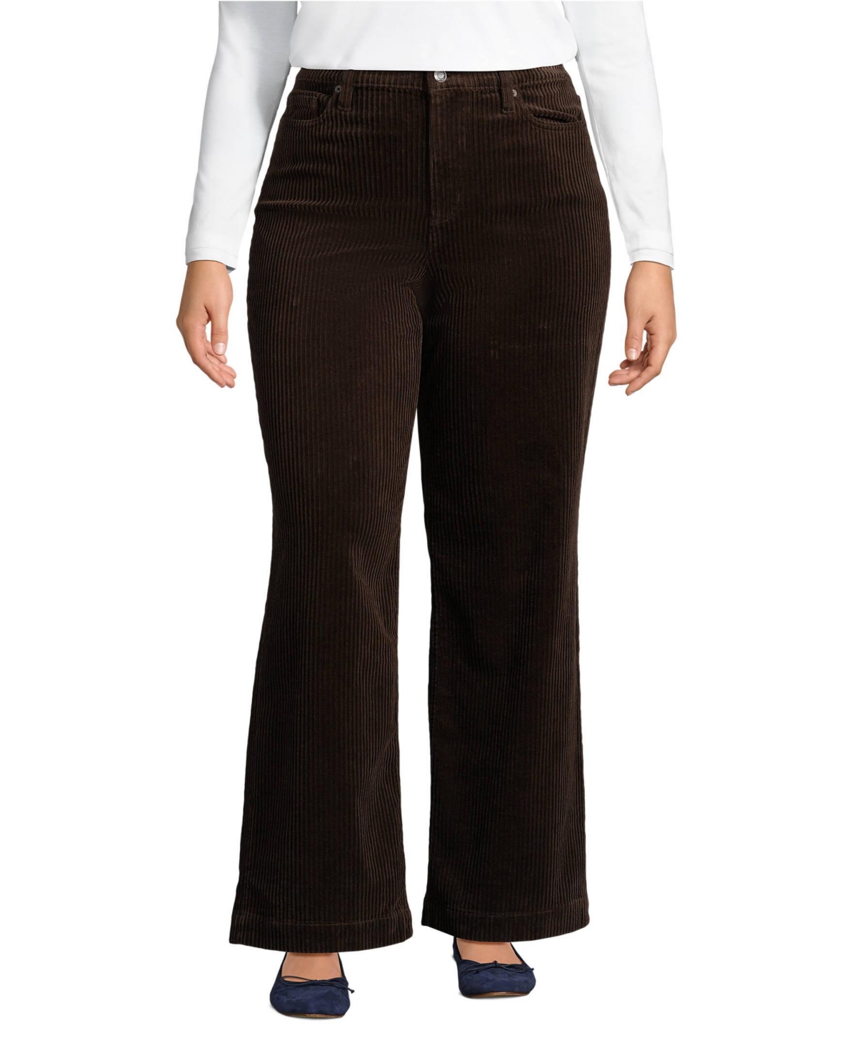 Click here for Lands End Womens Plus Size High Rise Wide Leg Cord... prices