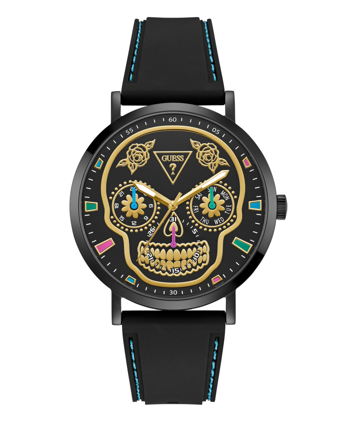 Click here for Guess Mens Black Multi-function Watch  44mm - Blac... prices